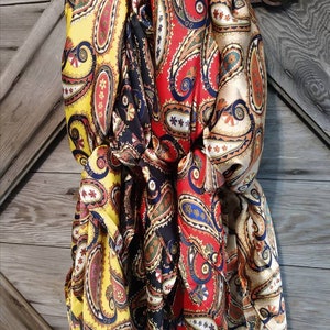 Wild Rag Mustard Yellow Navy Blue Red Paisley Cowboy Western Neck Scarf ...