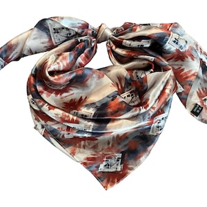 Silk Wild Rag Navy Blue Copper Ivory Watercolor Tribal Print by Double ...