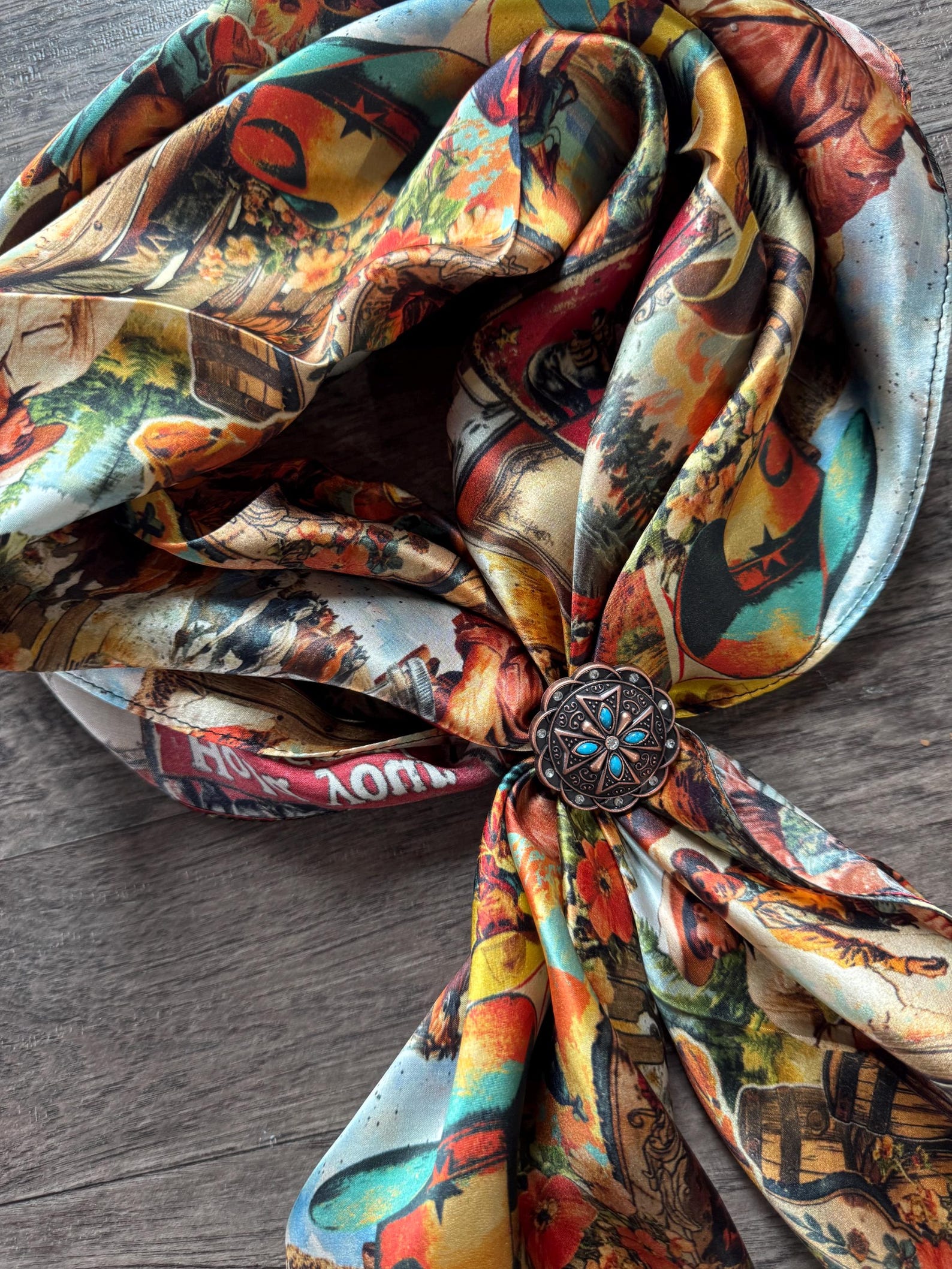 Wild Rag Concho Slide Keeper Cross W/ Turquoise Bead and Rhinestone ...