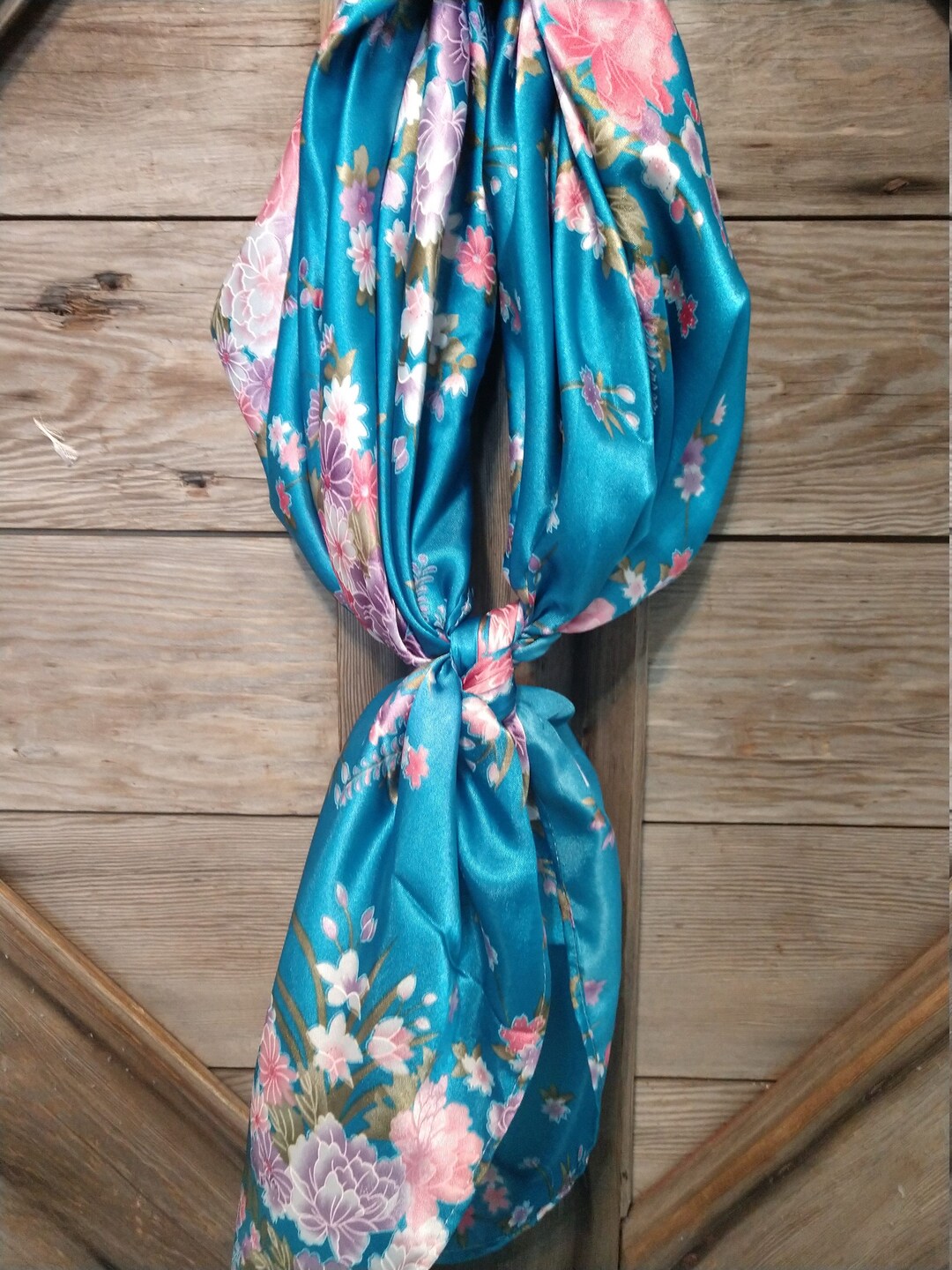 Wild Rag Elegant Turquoise, White, and Pink Peony Floral Print Cowboy ...