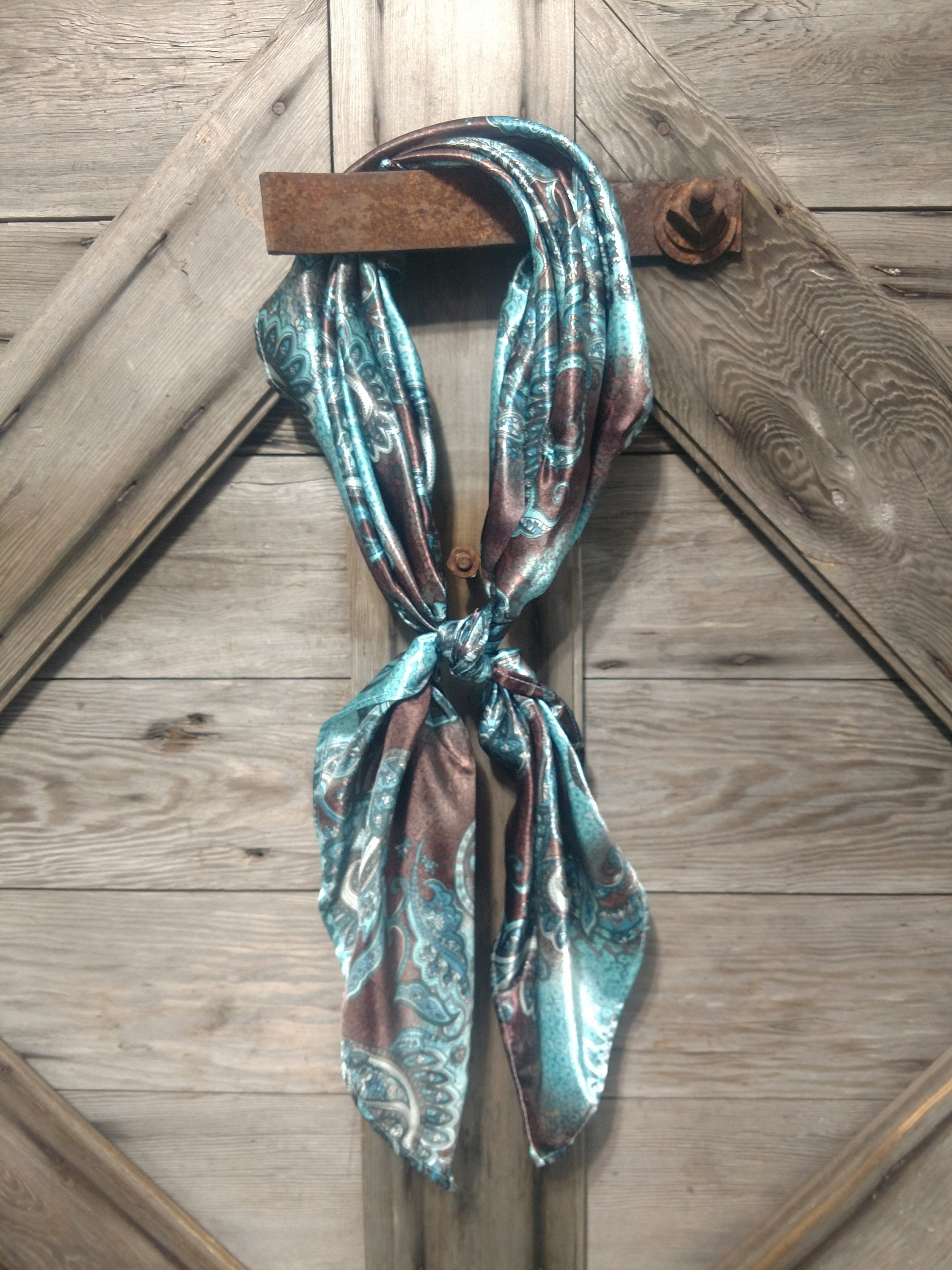 Wild Rag Turquoise and Brown Paisley Cowboy Western Neck Scarf - Etsy ...