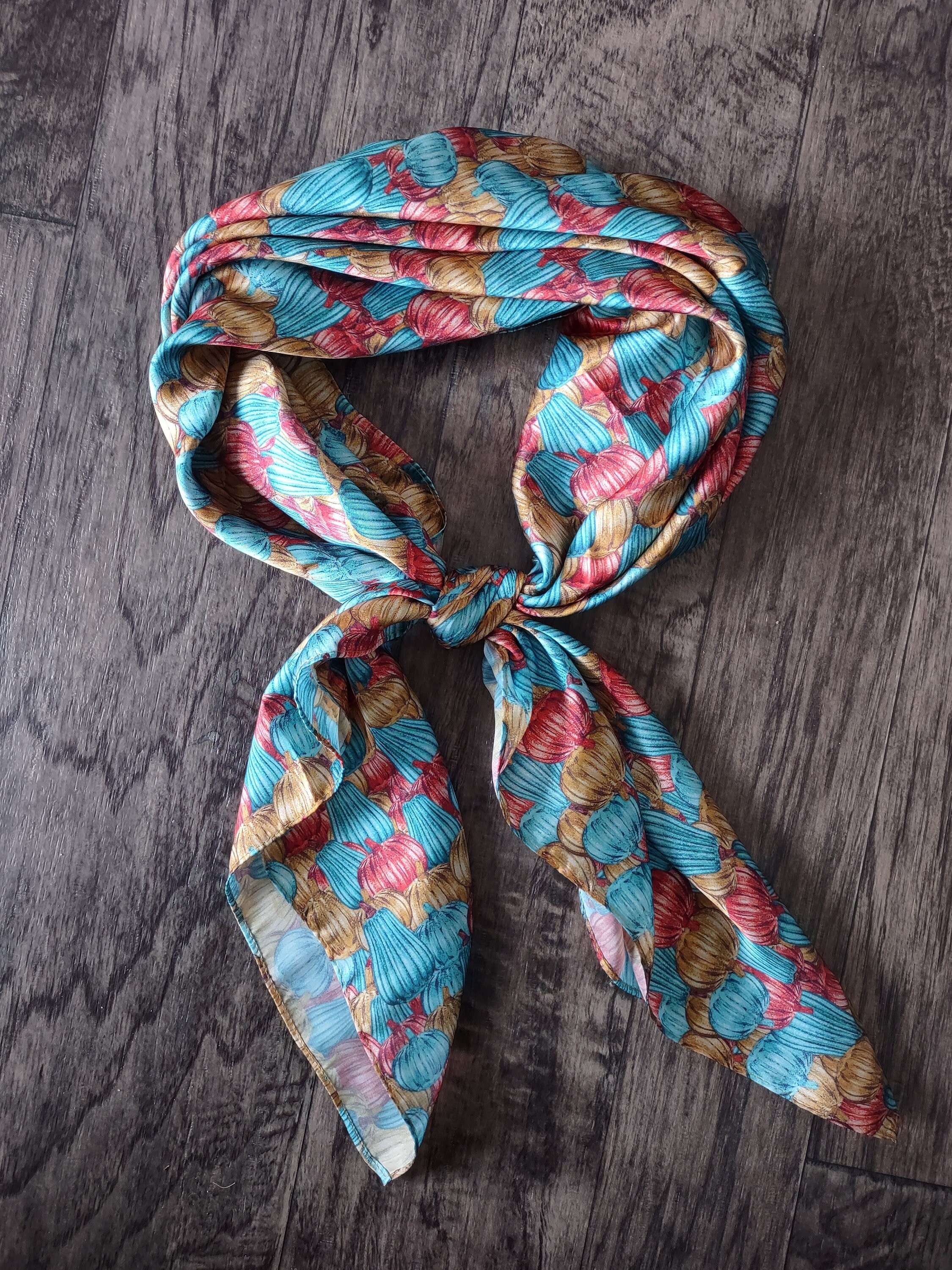 Wild Rag Turquoise Rust and Gold Glass Pumpkin Fall Holiday - Etsy