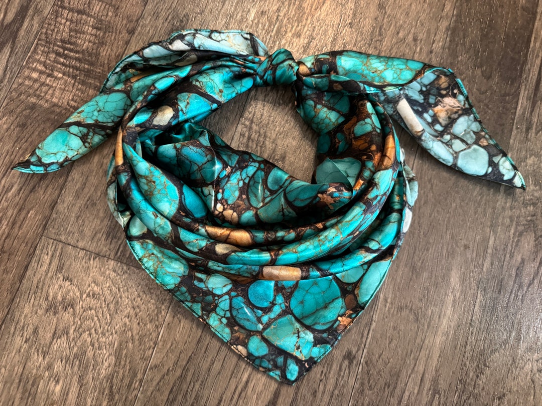 Silk Wild Rag Raw Turquoise Stone Print by Double B Wild Rags - Etsy