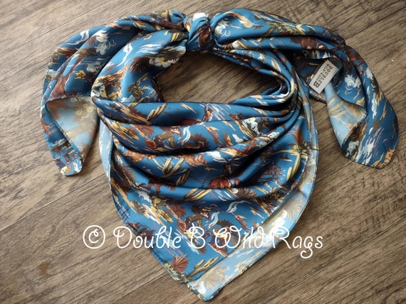 WILD RAG Vintage Retro Blue Cowboy Wranglin' Scene Western - Etsy