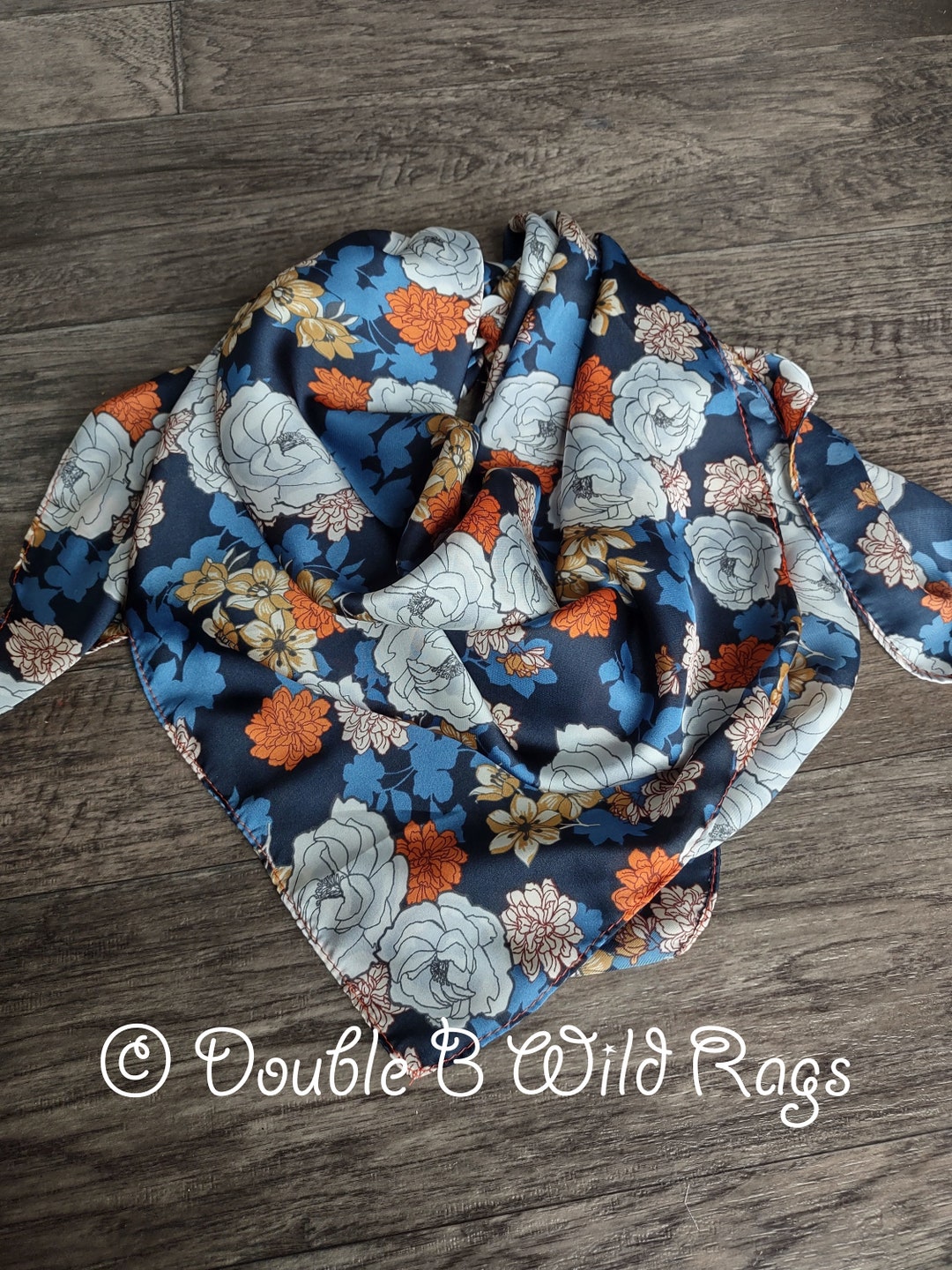 Wild Rag FLORAL 705 Dark Rust Orange and Navy Blue Floral Cowboy ...