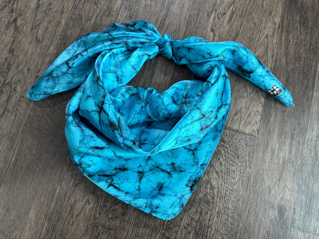 100% Silk Wild Rag Turquoise Stone Inspired Neck Scarf by Double B Wild ...