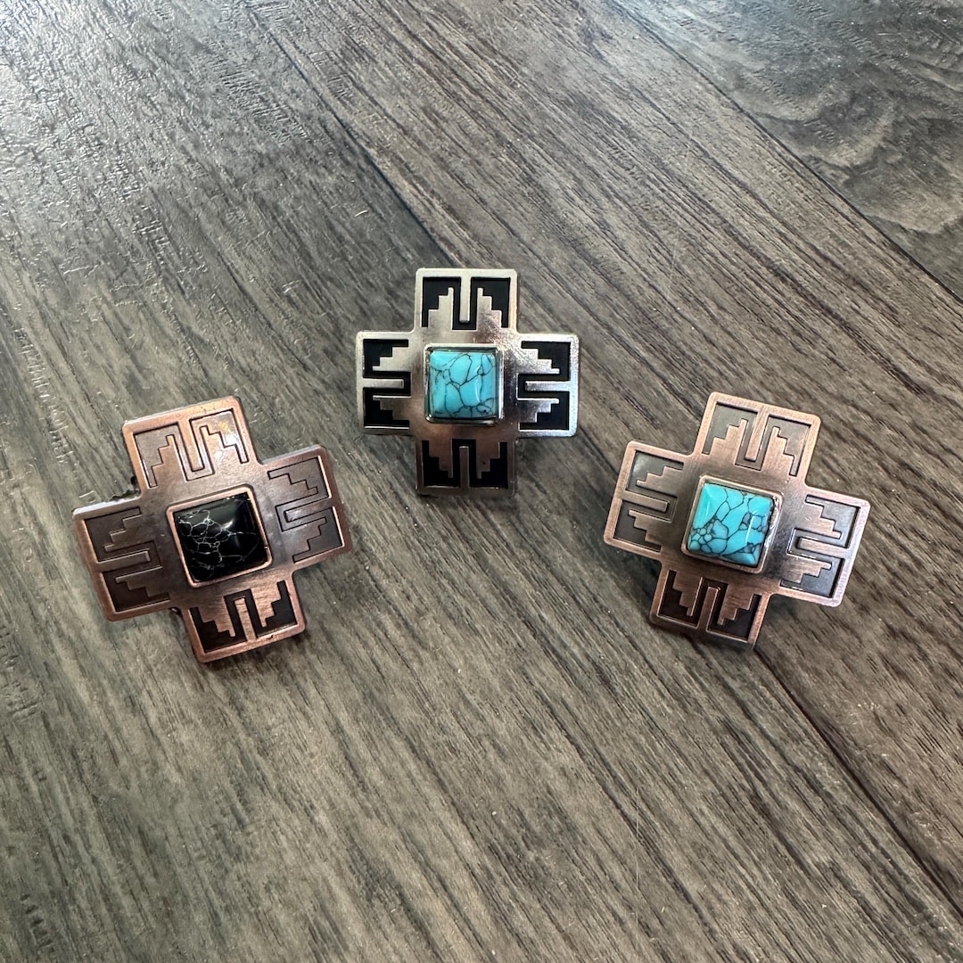 Wild Rag SLIDE Navajo Cross With Faux Turquoise Stone Concho Scarf ...