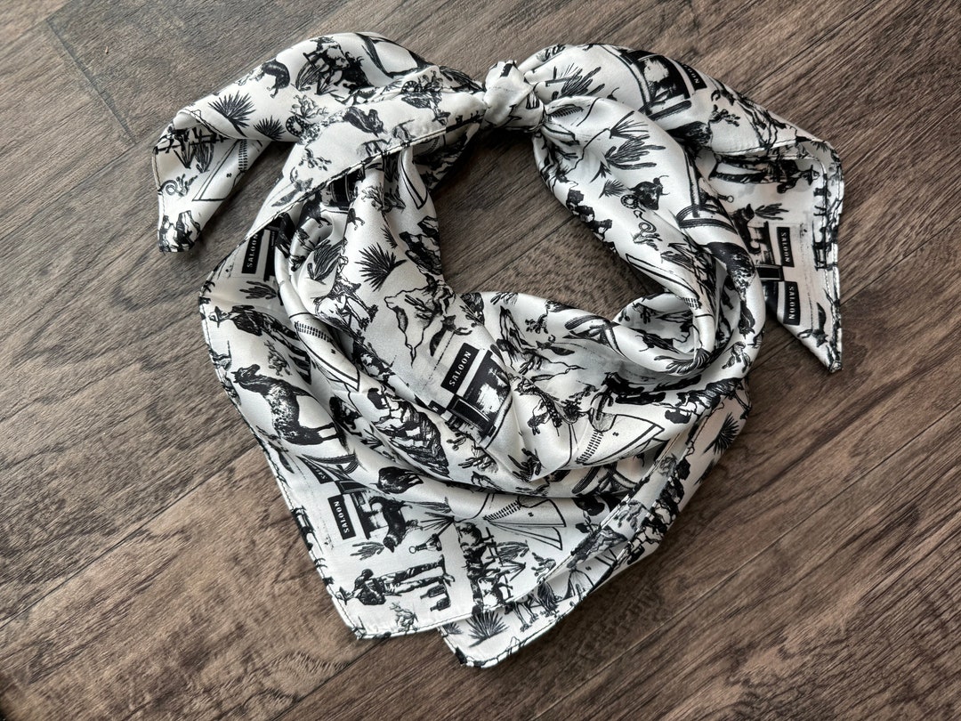 Wild Rag Black and White Wild West Toile Western Neck Scarf Bandanna by ...