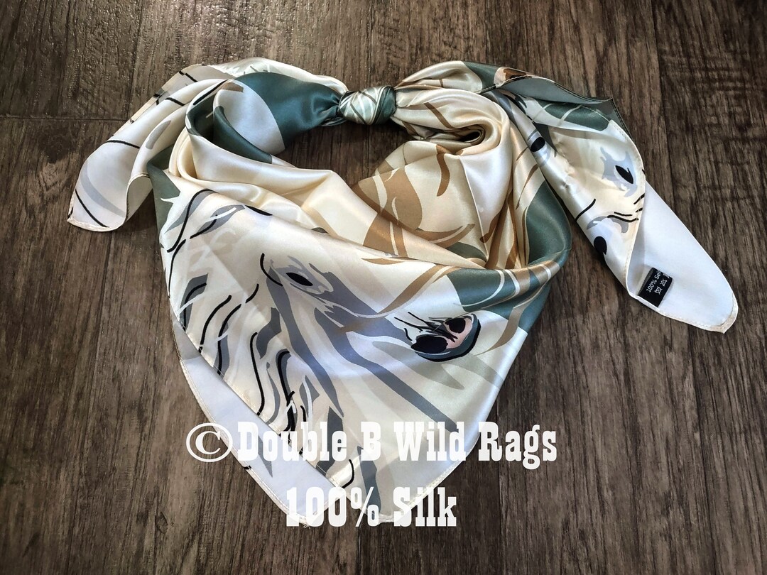 Wild Rag 100% Silk Large Horse Print Cowboy Western Neck Scarf Bandanna ...