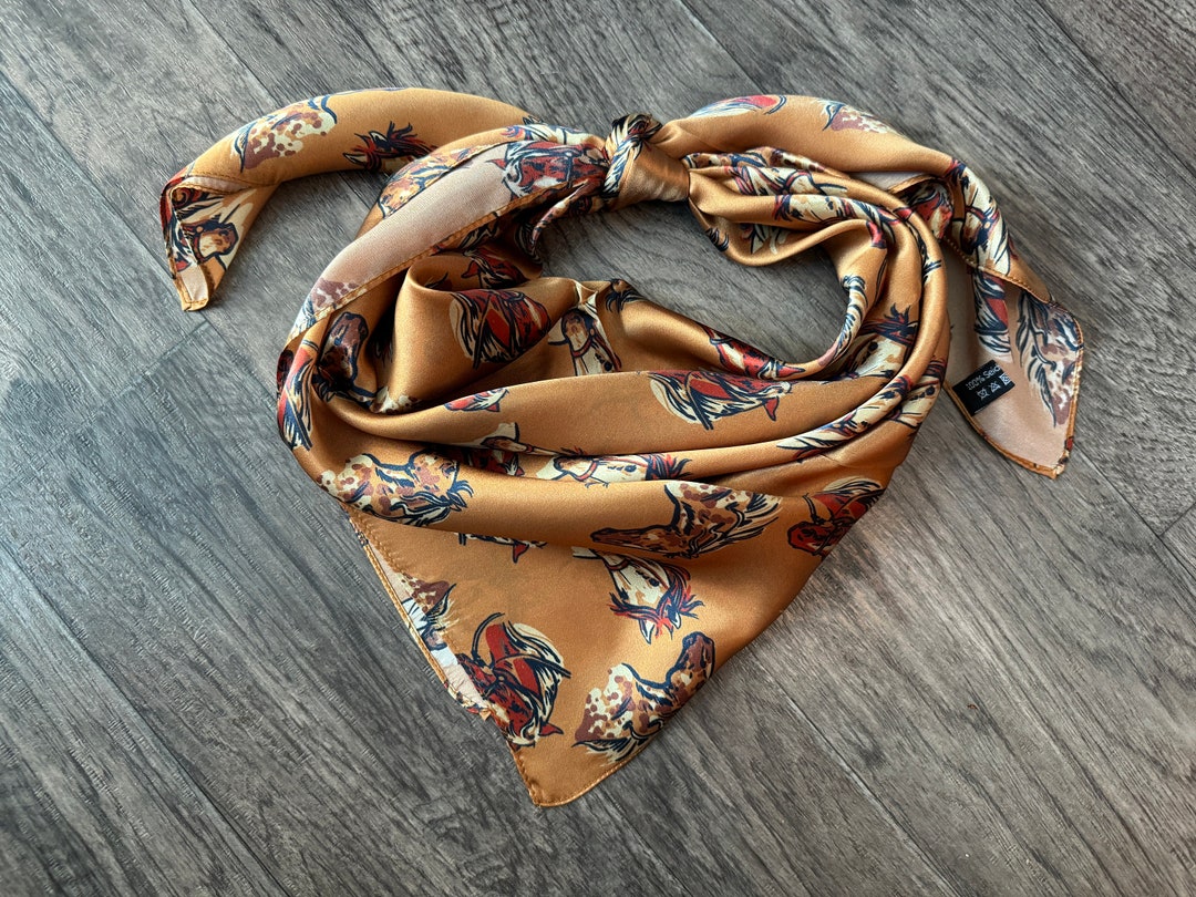 100% Silk Wild Rag “cow Ponies” Horse Head Pattern by Double B Wild ...