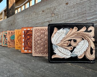 Mens Leather Wallet, Custom Leather Wallet, Hand Tooled Western Wallet ...