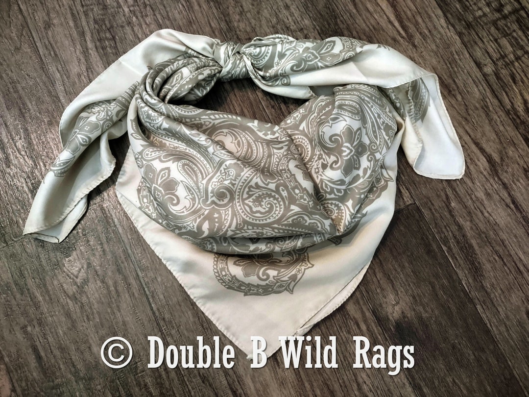 Wild Rag BARGAIN CORNER BC1143 Cowboy Floral Ivory and Gray Western ...
