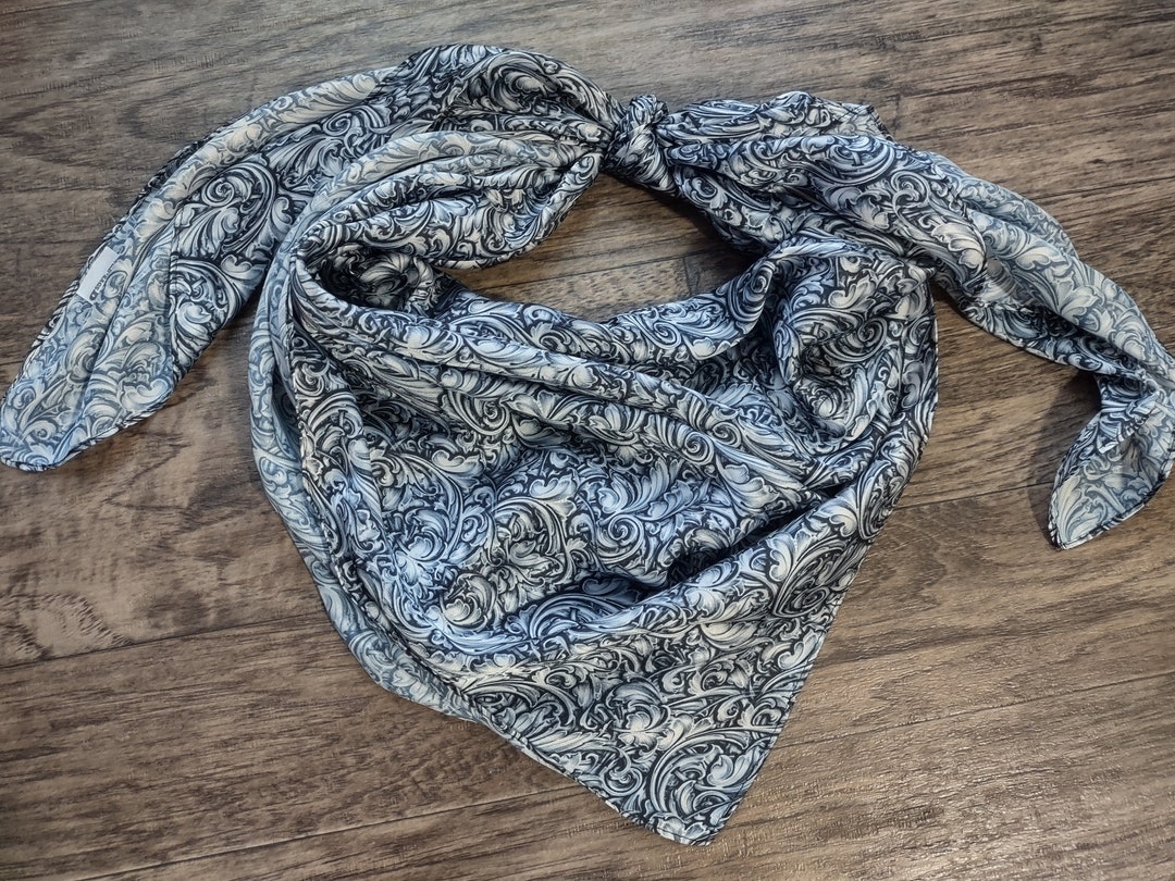 Wild Rag Engraved Sterling Silver Print Cowboy Western Neck Scarf ...