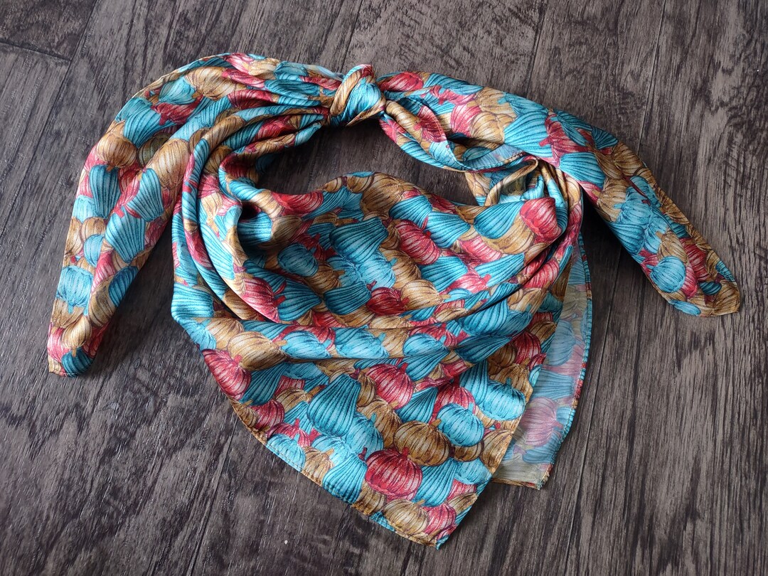 Wild Rag Turquoise Rust and Gold Glass Pumpkin Fall Holiday Print ...