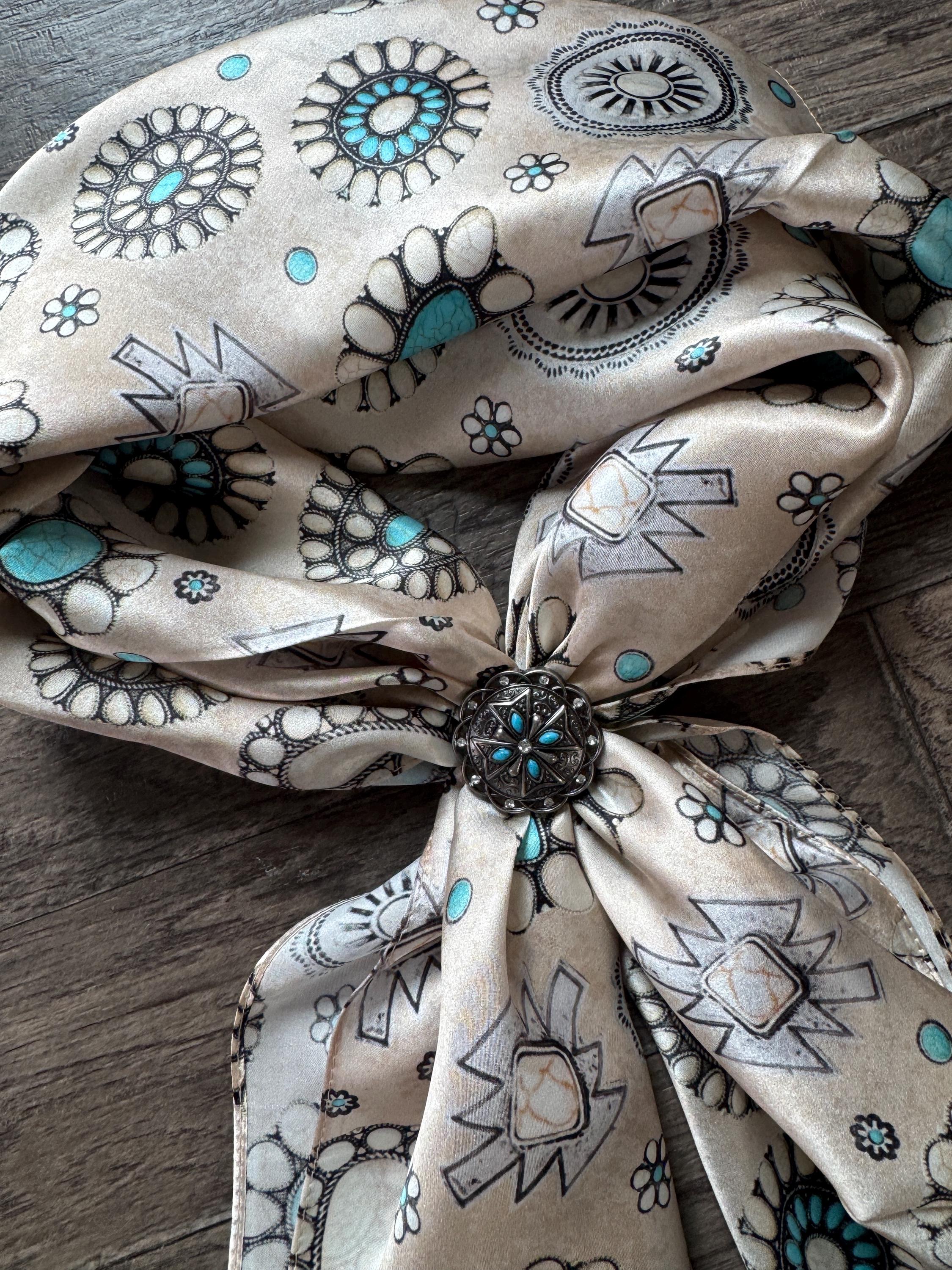 Wild Rag Concho Slide Keeper Cross W/ Turquoise Bead and Rhinestone ...