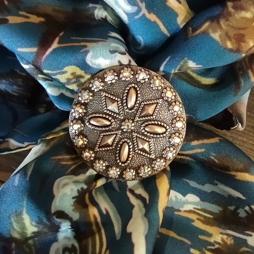 Wild Rag SLIDE 536 Copper Concho Scarf Slide With Mini Rhinestone ...