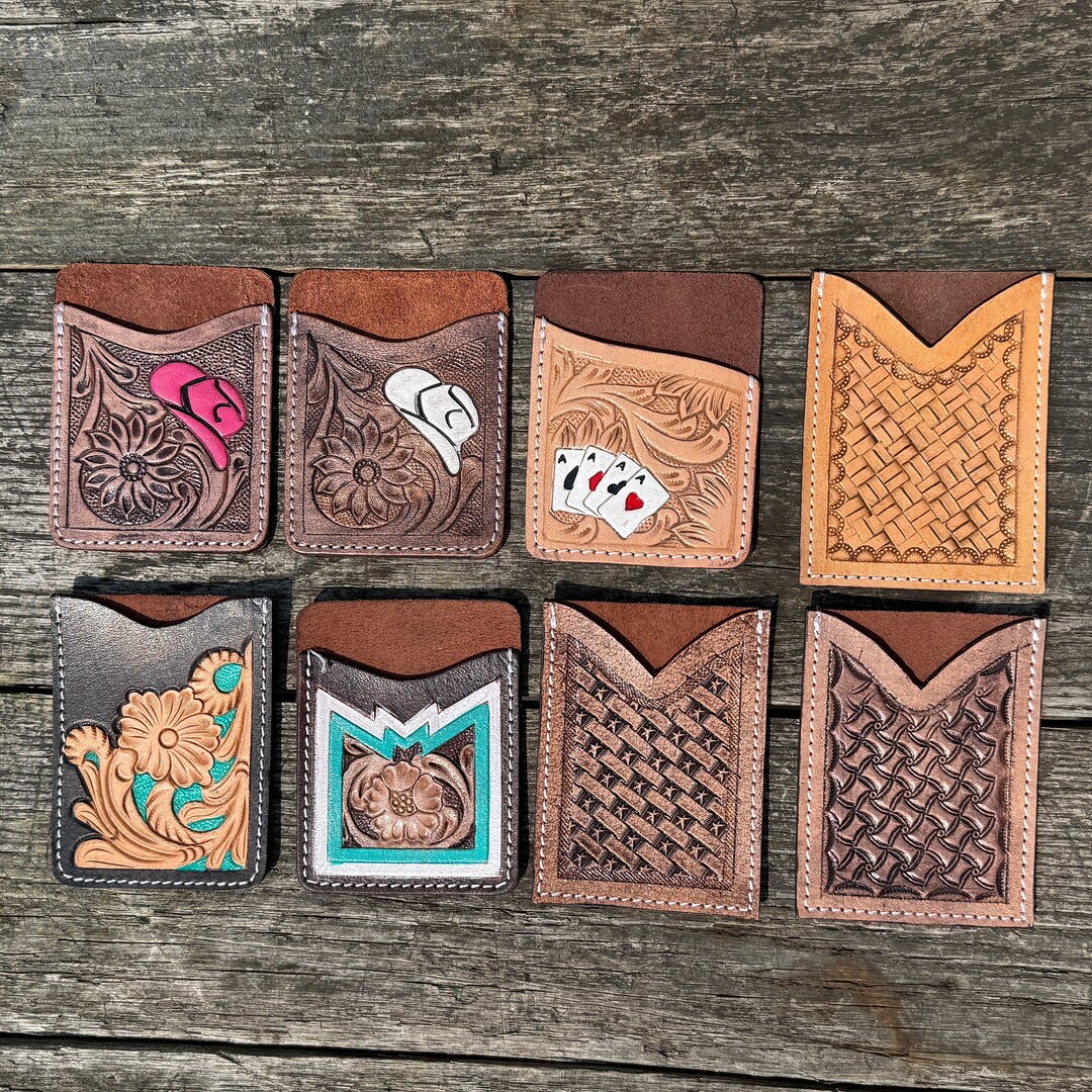 Western Tooled Leather Card Sleeve for Men and Women Card Holder by Double B Wild Rags - Etsy