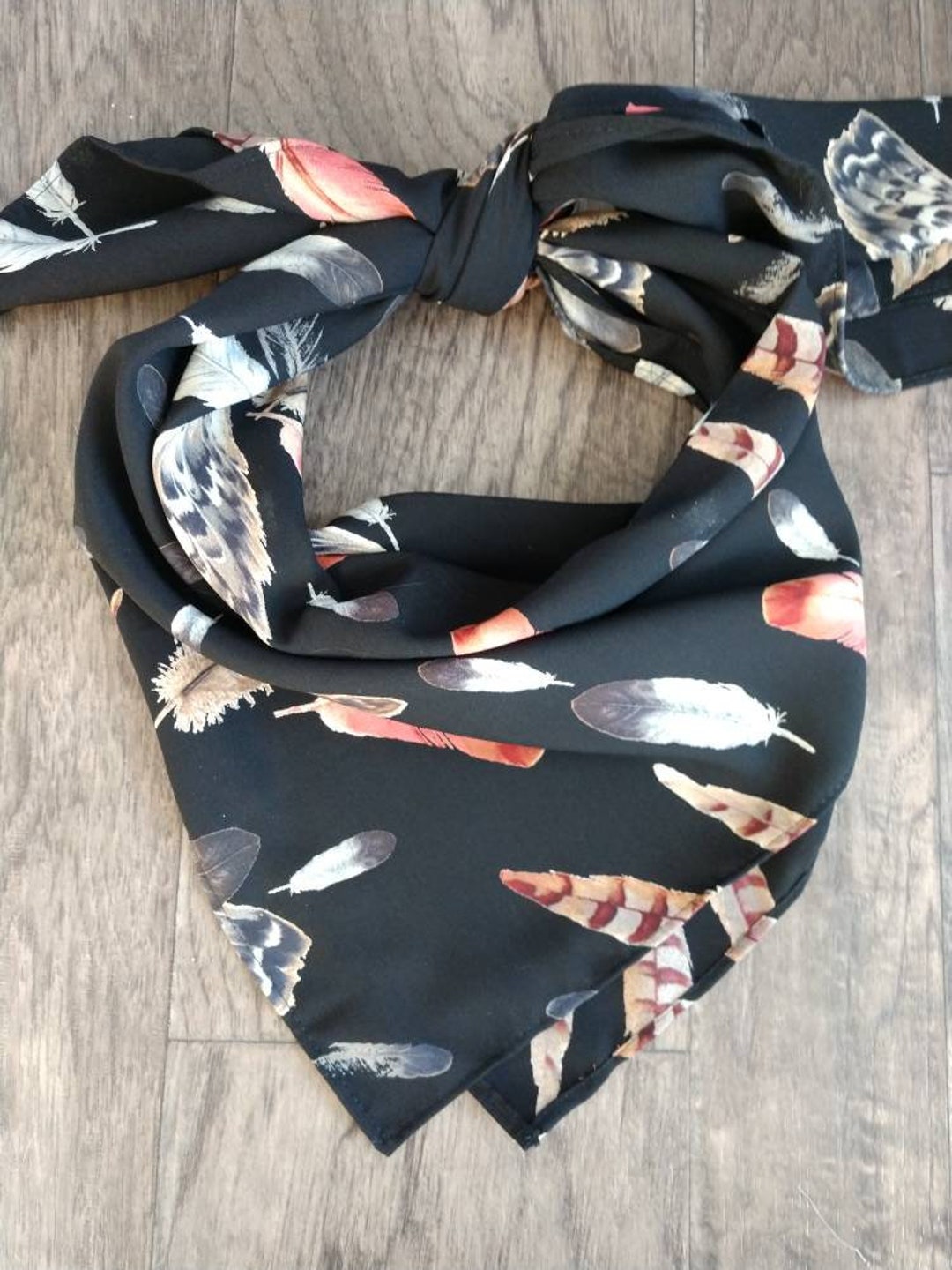 Wild Rag ANIMAL 604 FEATHER Black Cowboy Western Neck Scarf Bandanna ...