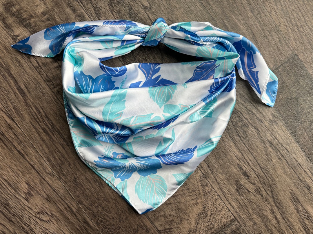 Wild Rag White and Blue Hibiscus Floral Hawaiian Cowboy Western Neck ...