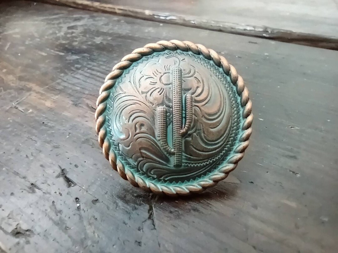 Wild Rag SLIDE 511 Copper Patina Cactus With Rope Edge Concho - Etsy