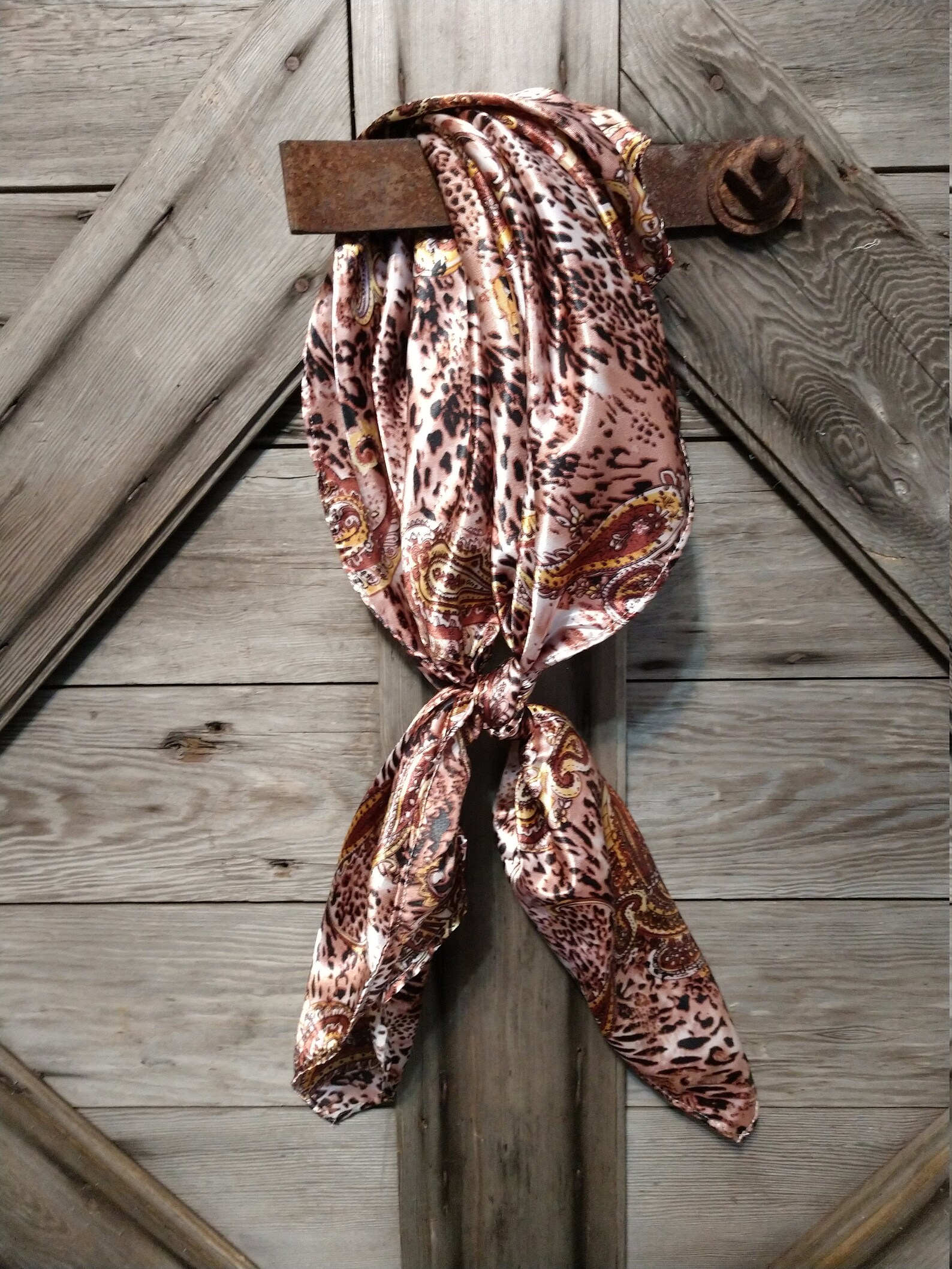 Wild Rag ANIMAL 608 Brown Paisley Cheetah Cowboy Western Neck Scarf ...