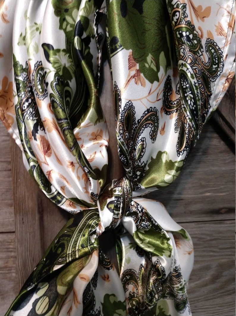 Wild Rag PAISLEY 112 Green Ivory Floral Western Cowboy Neck - Etsy