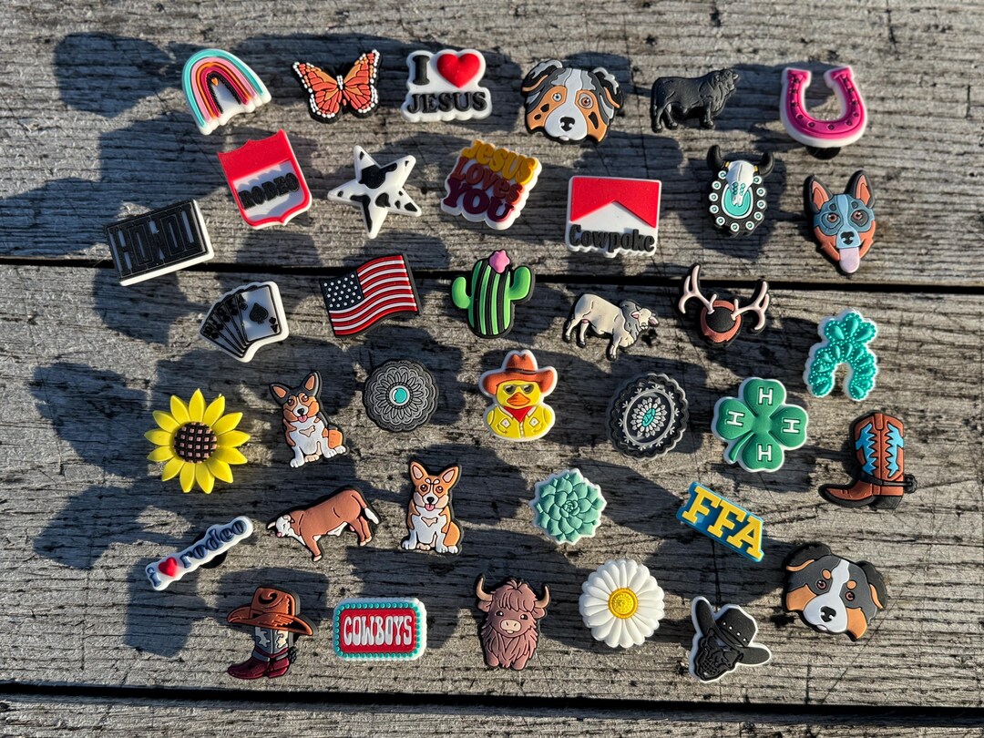 Western Cowboy Cowgirl Rodeo Shoe Clog Charms Turquoise Bulls Bronc ...