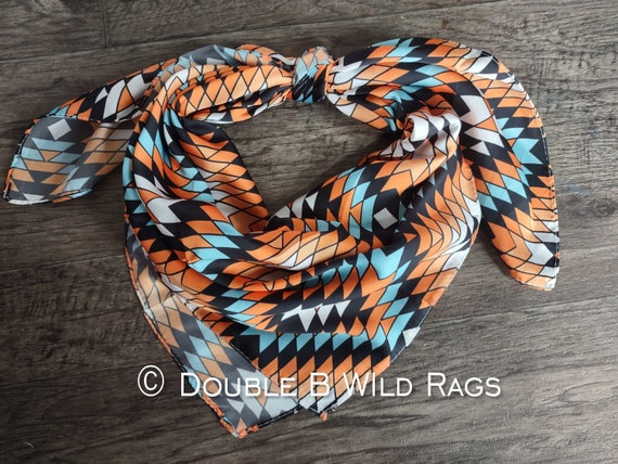 Wild Rag AZTEC 1010 Orange Light Blue and Black Southwest - Etsy