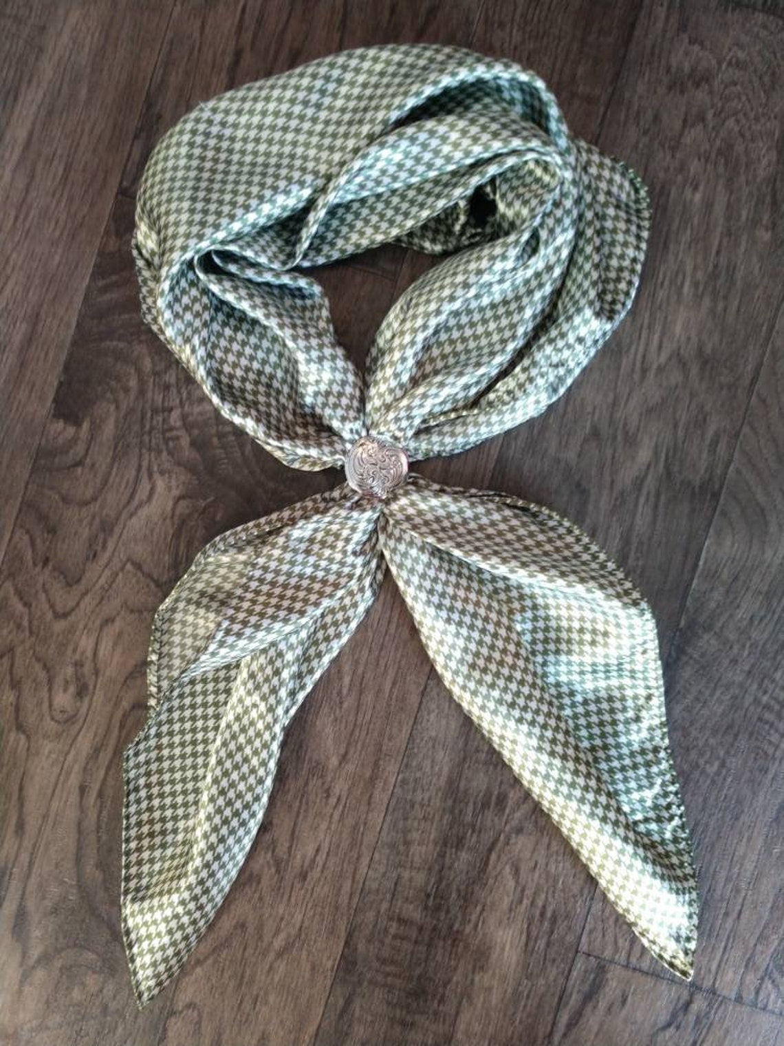 Wild Rag Dark Sage Green and White Gingham Houndstooth Cowboy Western ...