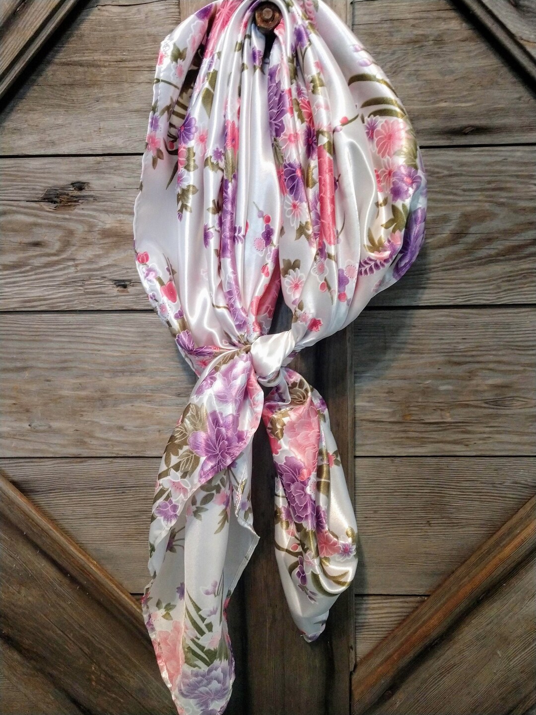 Wild Rag Elegant White and Pink Peony Floral Print Cowboy Western Neck ...