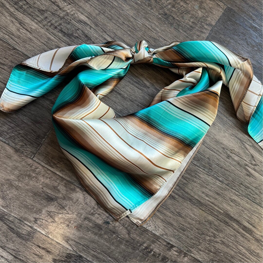 Wild Rag 100% Silk Turquoise Serape Cowboy Western Neck Scarf Bandanna ...