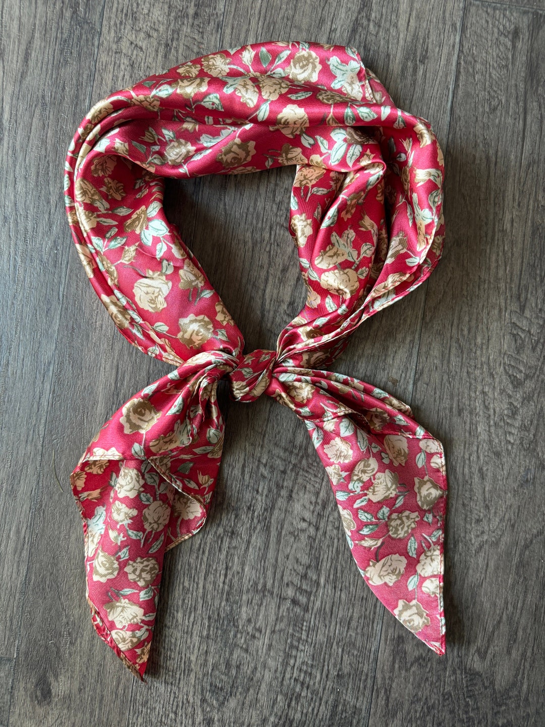 Wild Rag Cranberry Red and Beige Rose Cowboy Western Neck Scarf ...