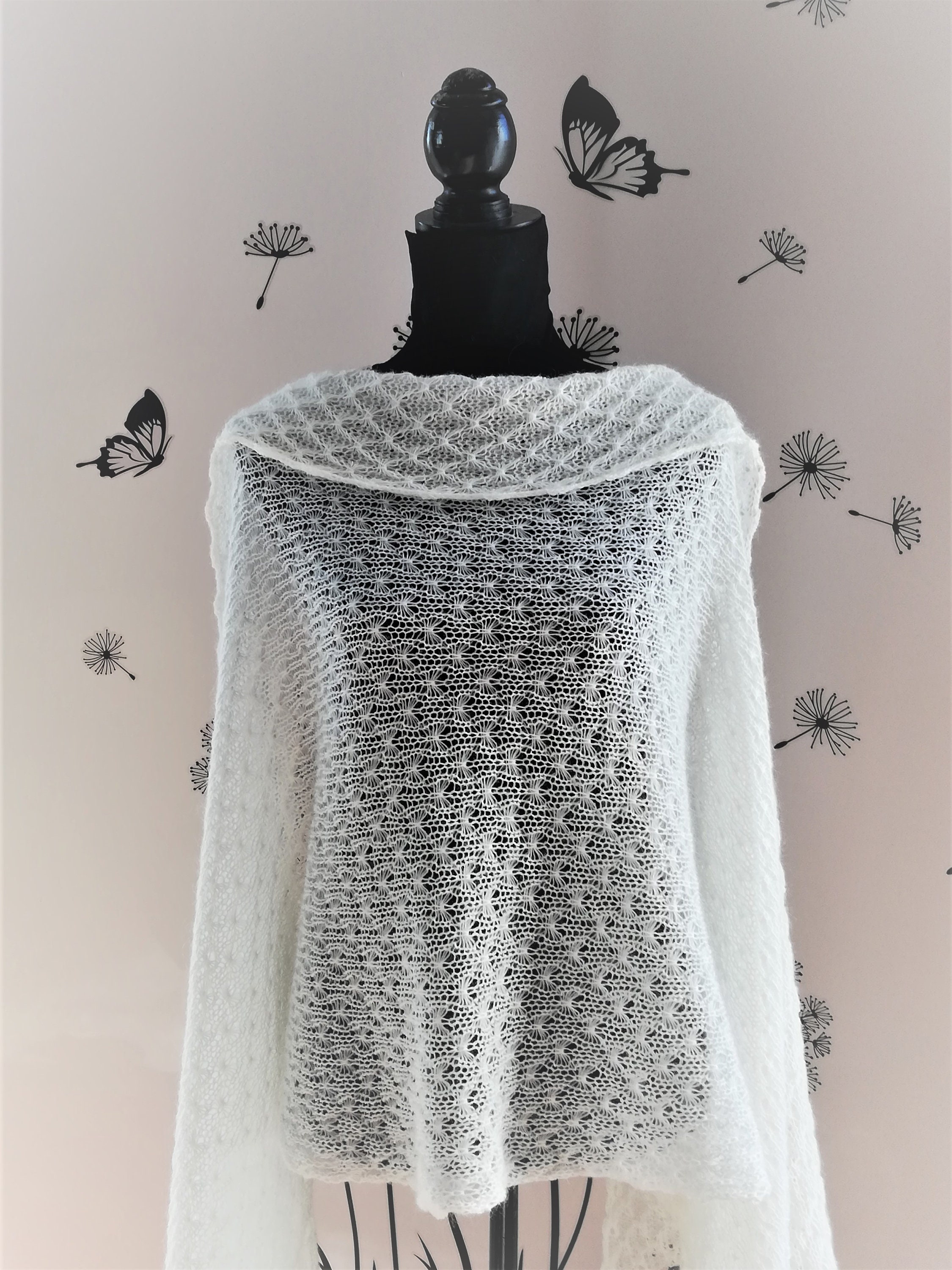 Châle en laine d'alpaga, Châle blanc, Châle en mohair, Châle pour ...