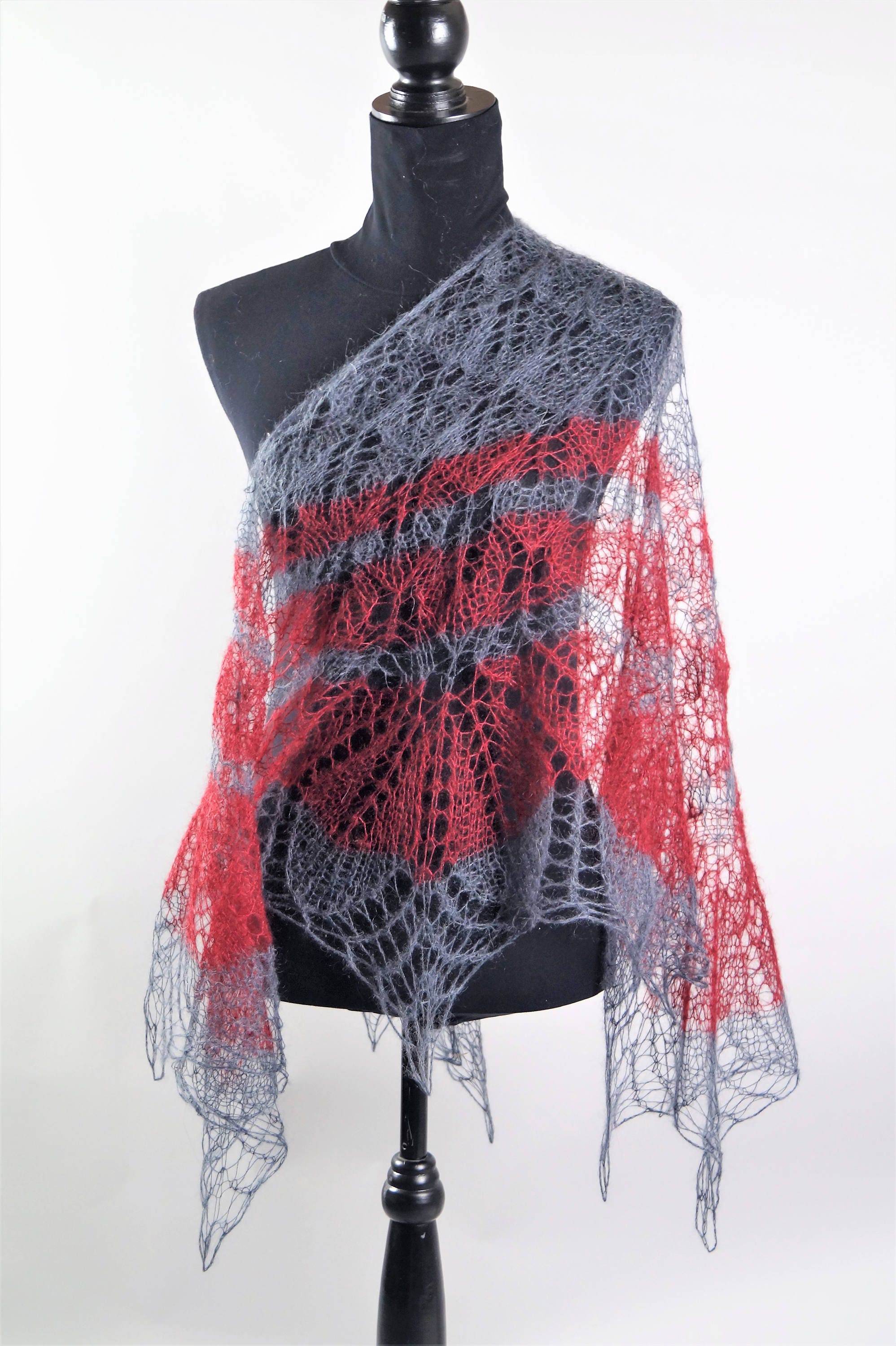 Gray Shawl,burgundy Shawl,mohair Shawl,bridal Shawl,handmade Shawl,wool ...