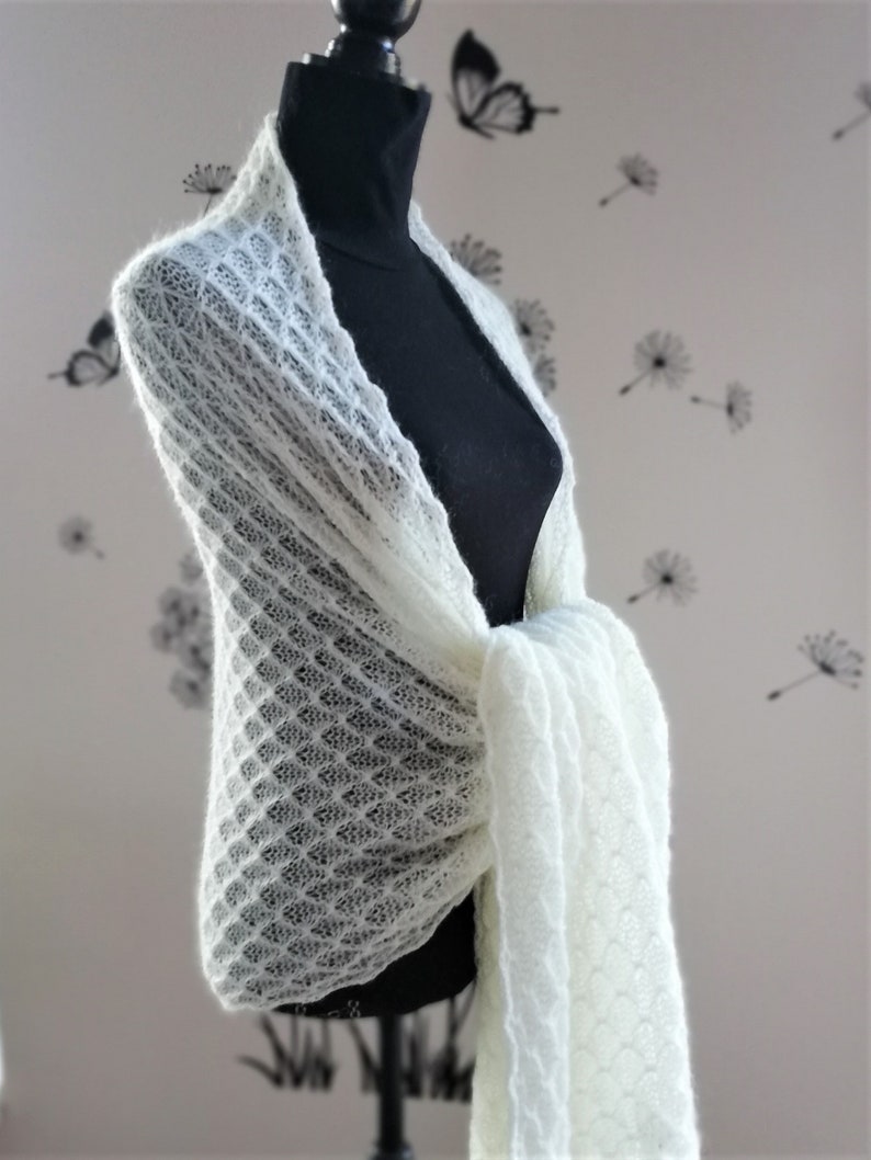 Châle en laine d'alpaga, Châle blanc, Châle en mohair, Châle pour ...