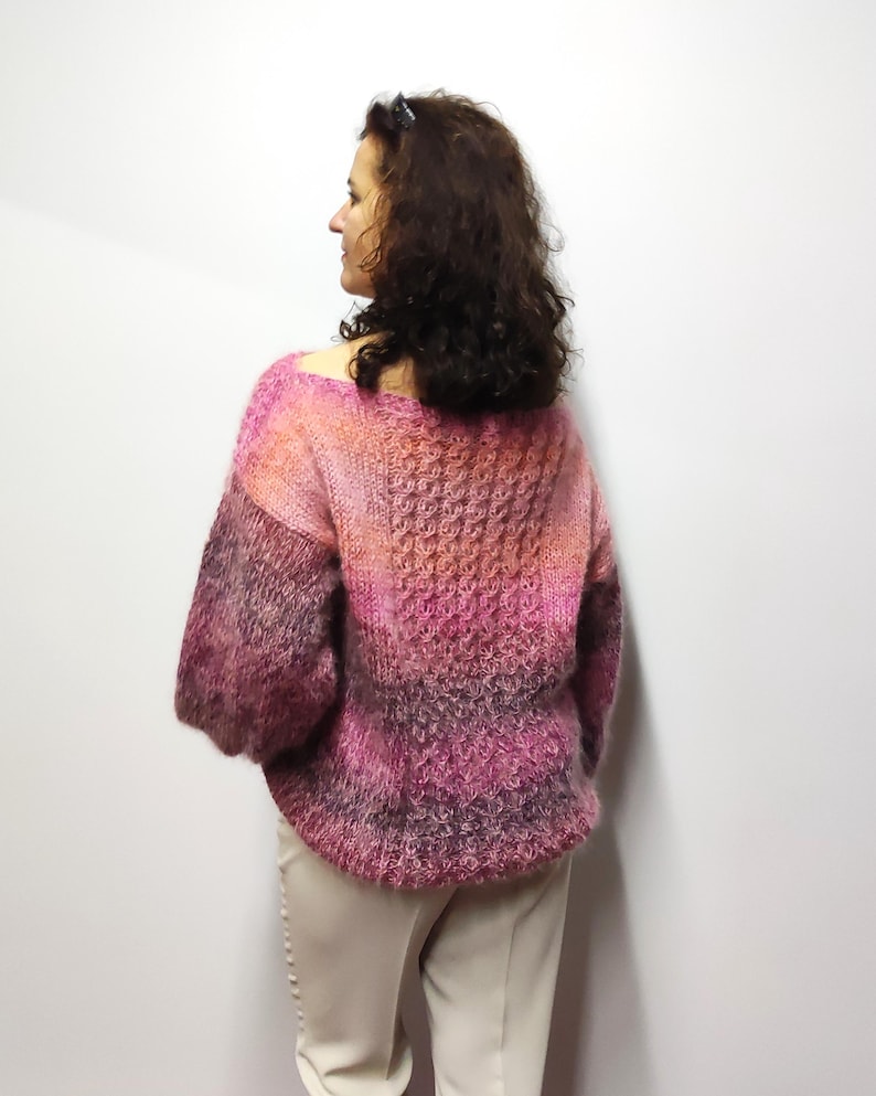 Pink Handmade Alpaca and Mohair Sweater ,knitted Jacket, Mohair ...