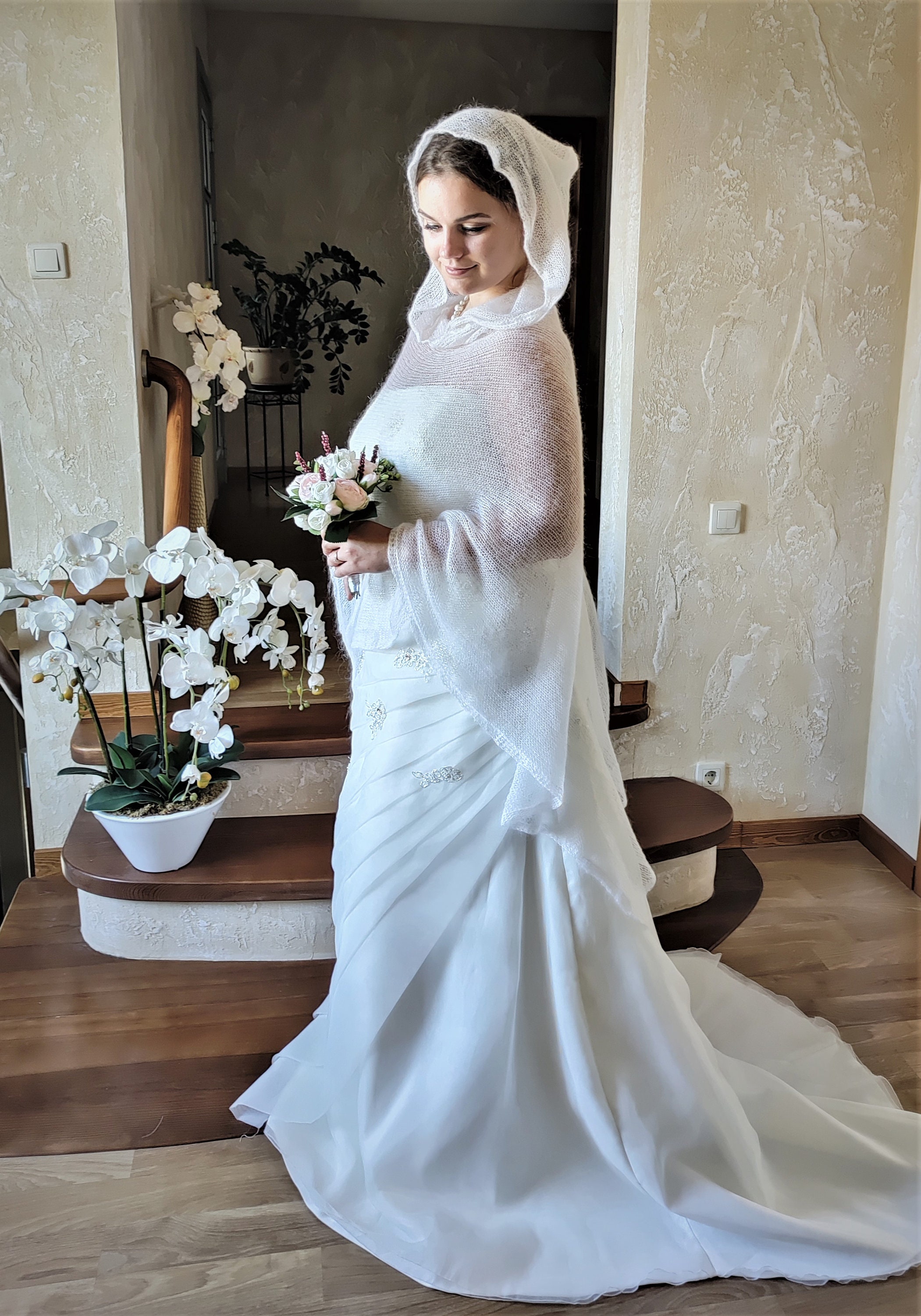 White Poncho,mohair Poncho,bridal Poncho,wedding Poncho,white Shawl ...