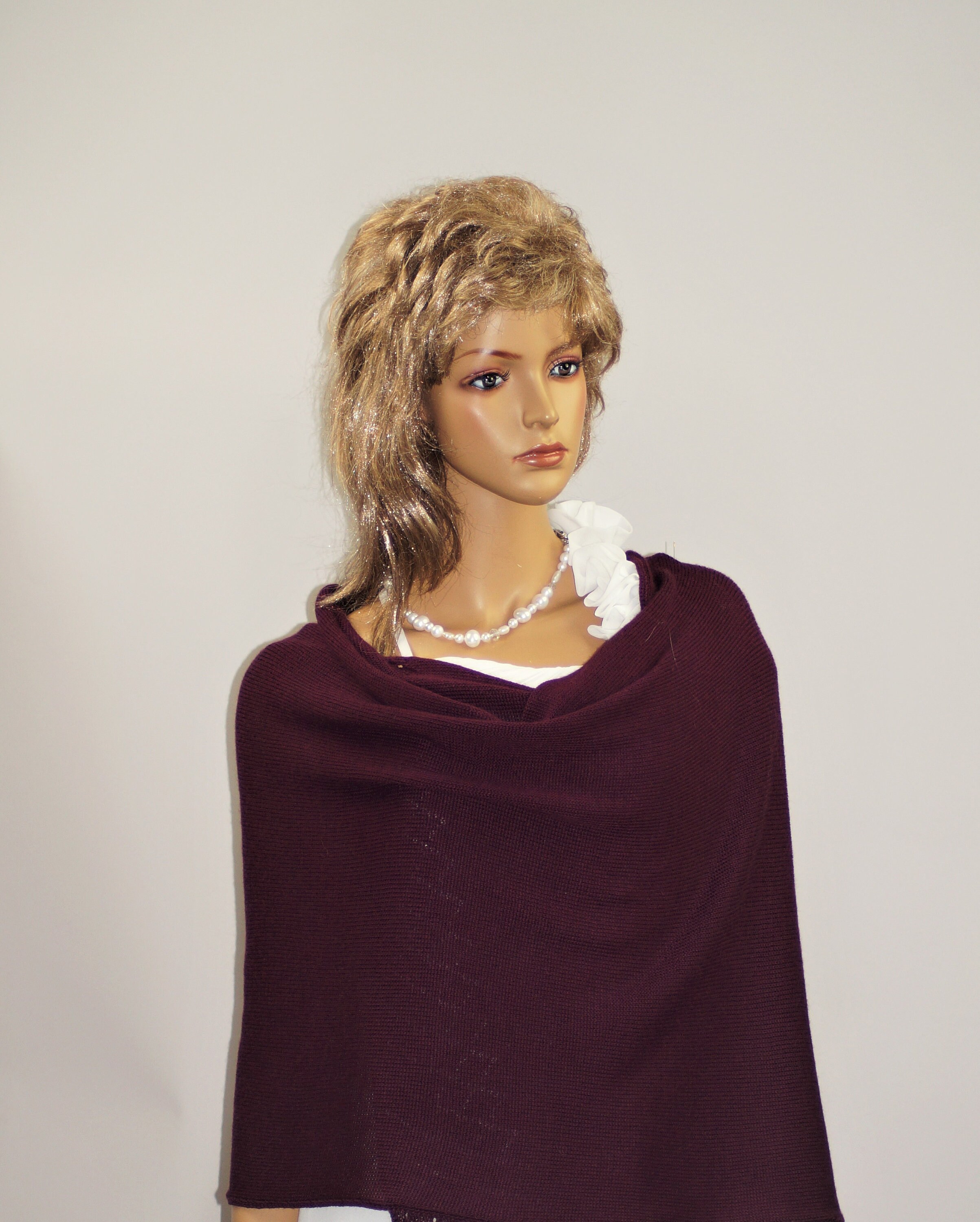 Burgundy Wool Shawl, Handmade Knitted Bridal Wrap - Etsy