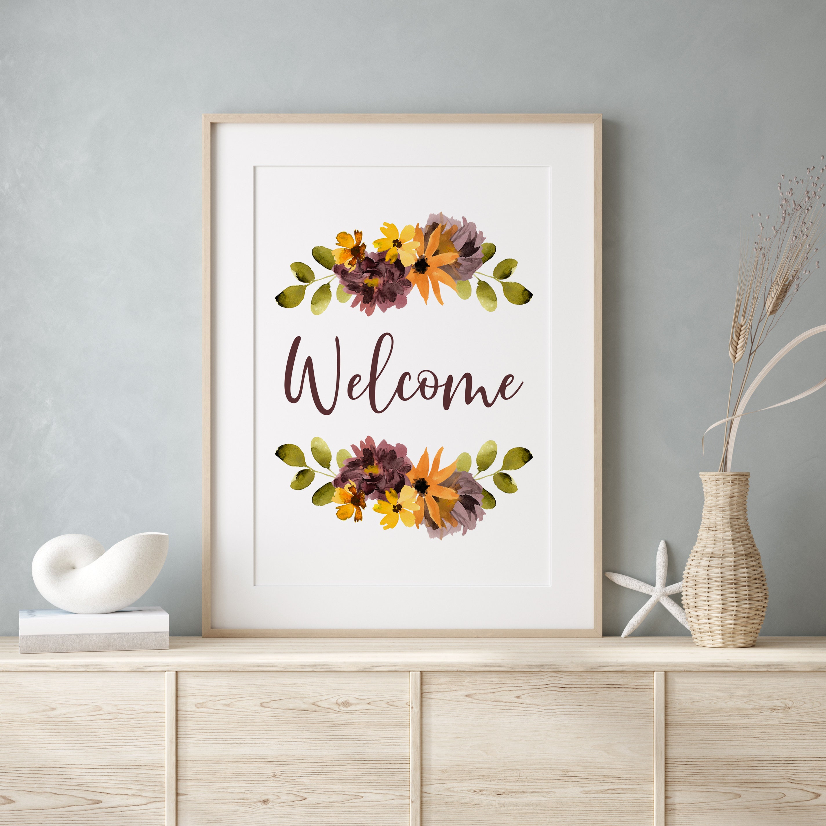 Fall Watercolor Welcome Digital Art Print, Instant Download - Etsy