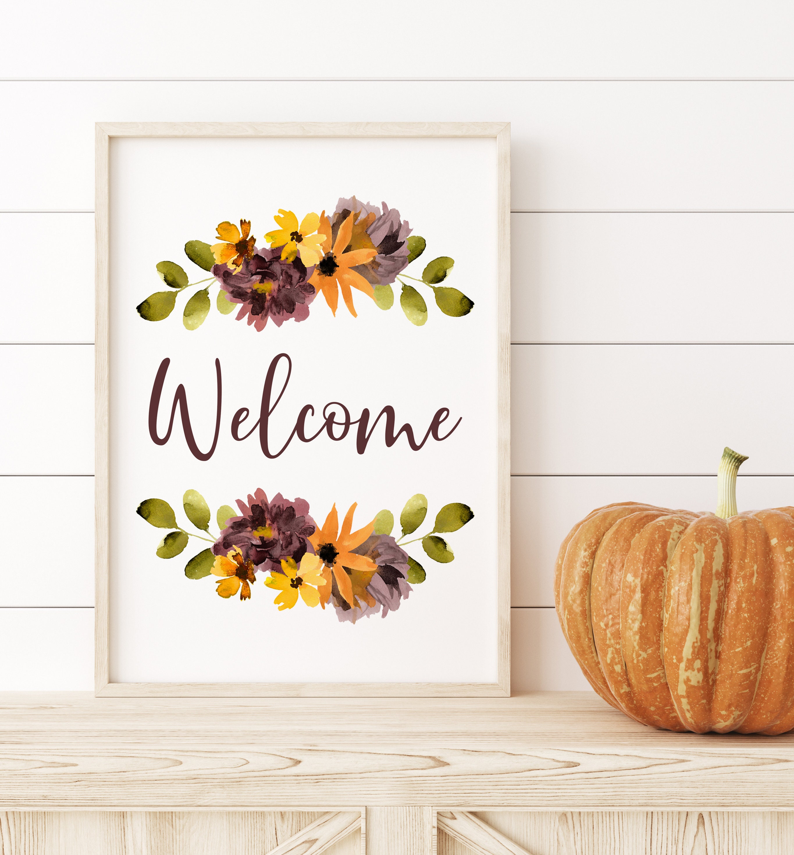 Fall Watercolor Welcome Digital Art Print, Instant Download - Etsy