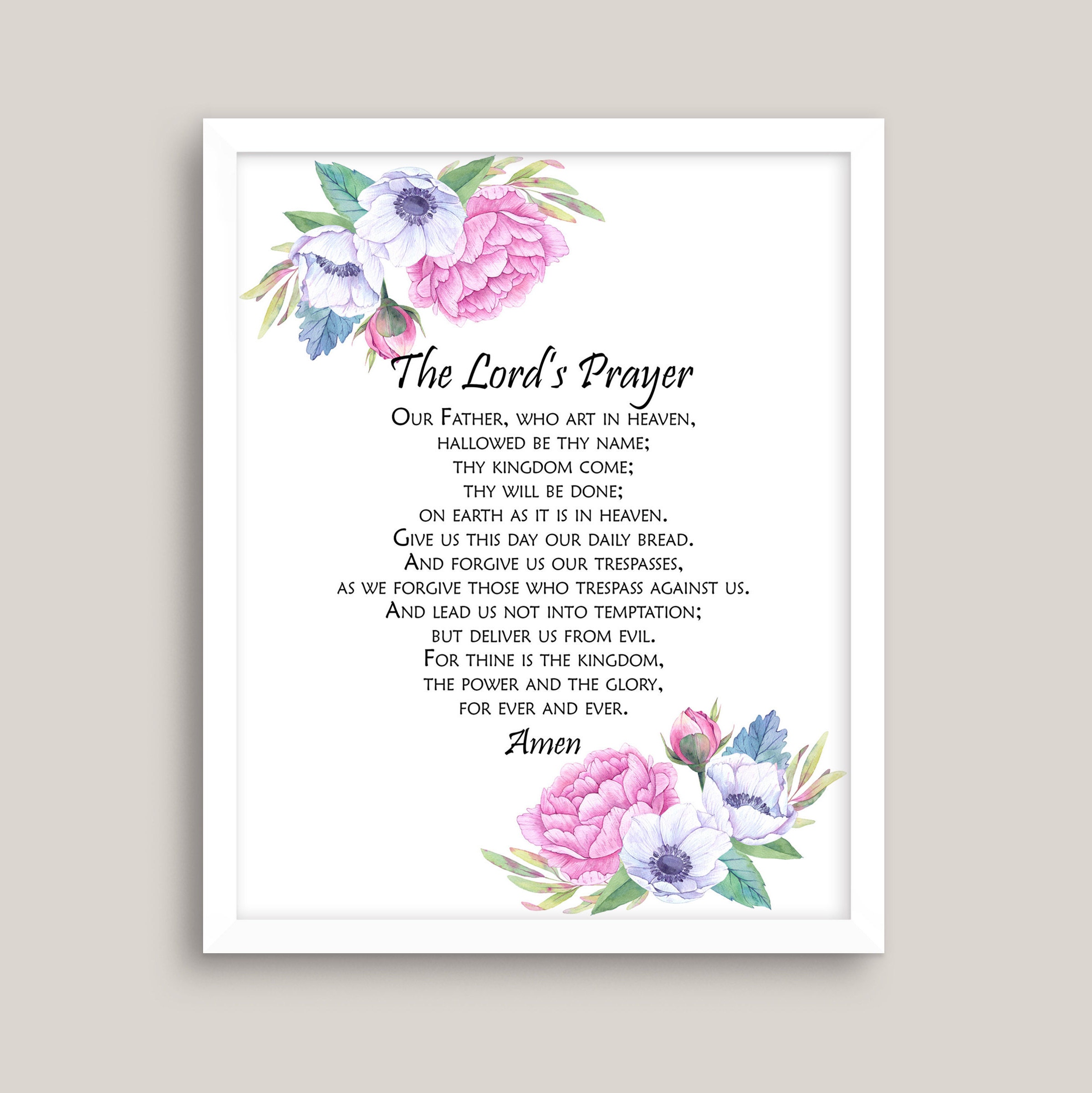 The Lord's Prayer Floral Digital Print INSTANT DOWNLOAD - Etsy