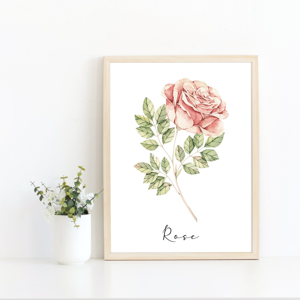 Watercolor Pink Rose Digital Printable - Etsy