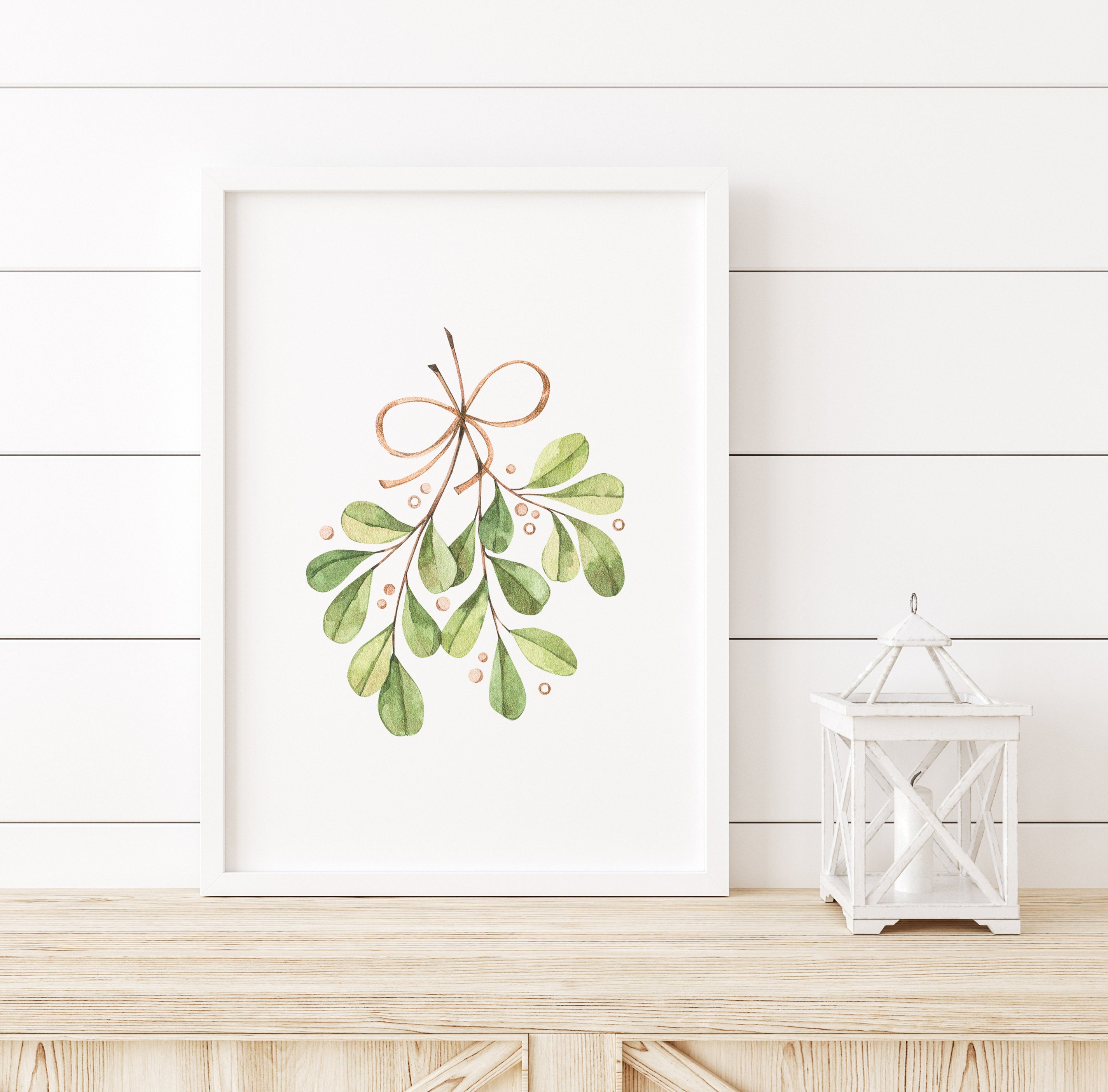 Mistletoe Christmas Printable, Digital Watercolor Mistletoe Digital Art ...