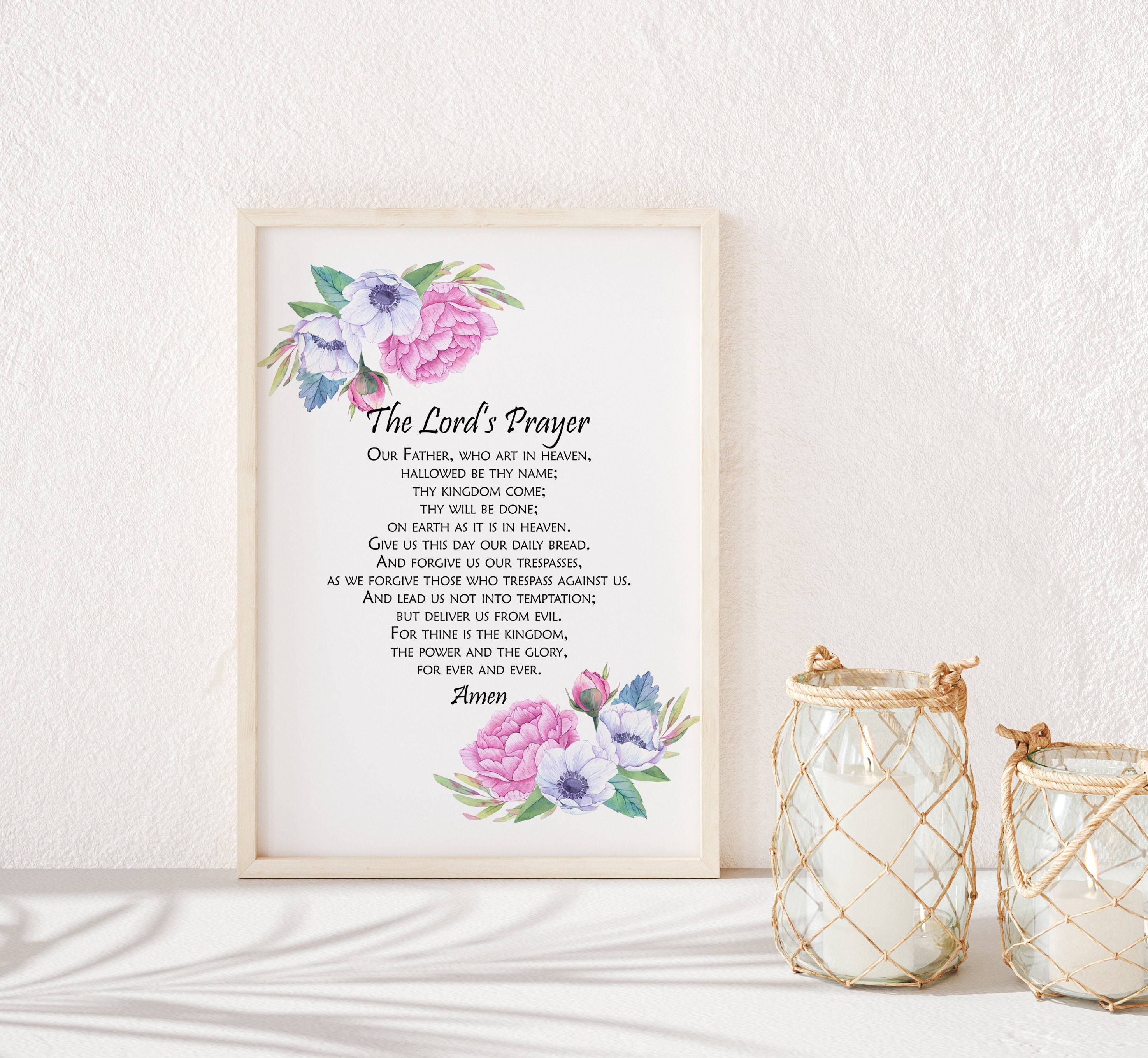 The Lord's Prayer Floral Digital Print INSTANT DOWNLOAD - Etsy
