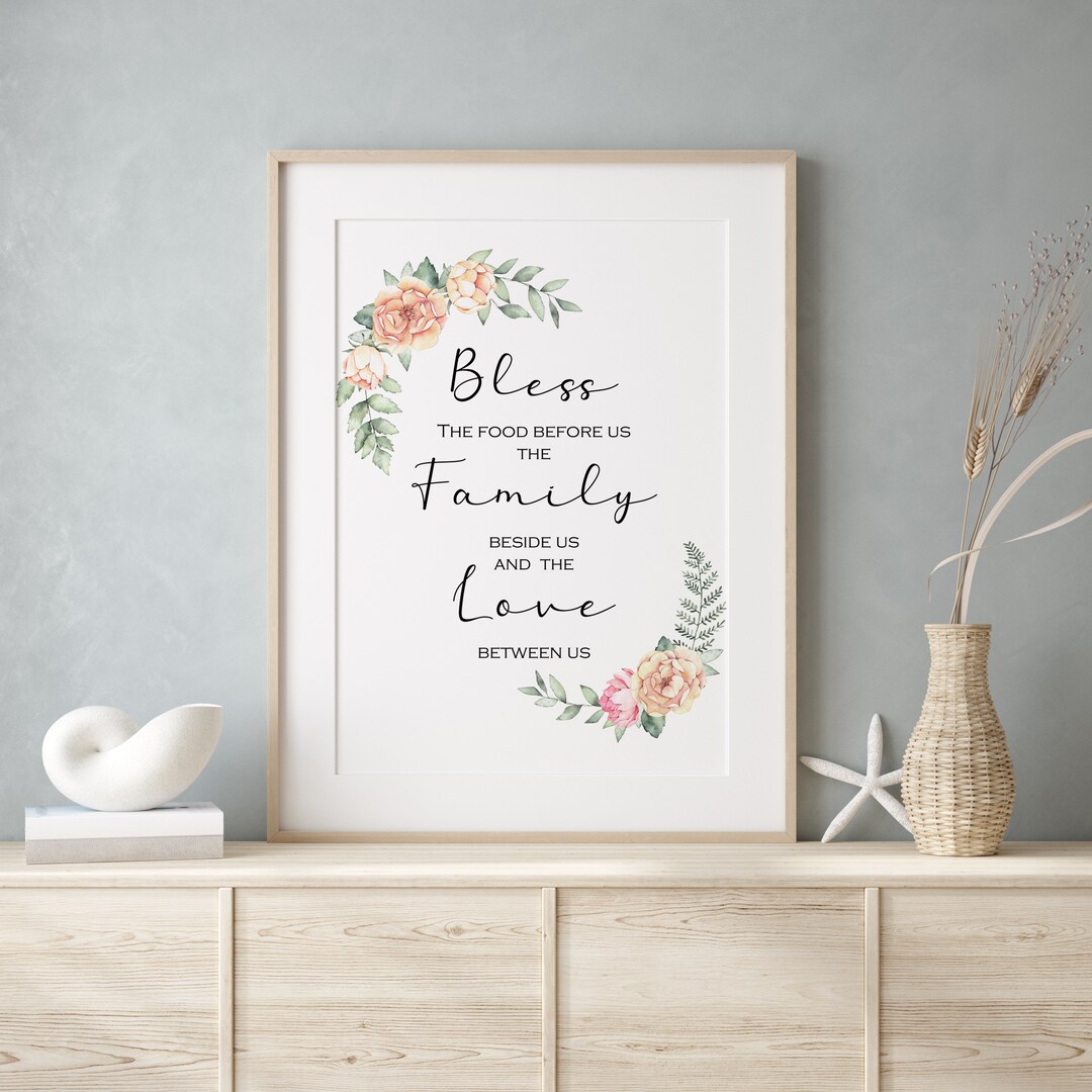 Kitchen Prayer Printable, Floral Blessing Christian Wall Art Digital ...