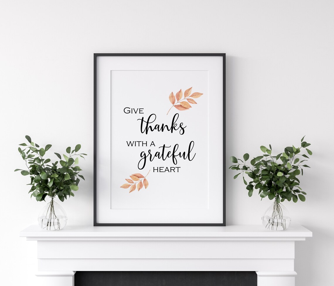 Give Thanks With a Grateful Heart Digital Art Print With Watercolor ...