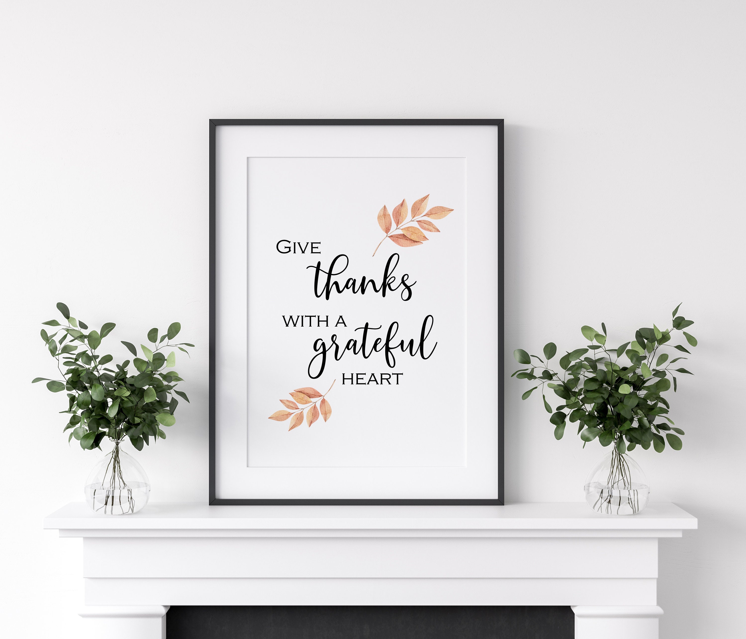 Give Thanks With a Grateful Heart Digital Art Print With Watercolor ...