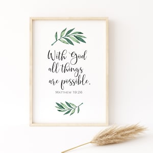 With God All Things Are Possible Wall Art Print From Matthew 19:26 ...