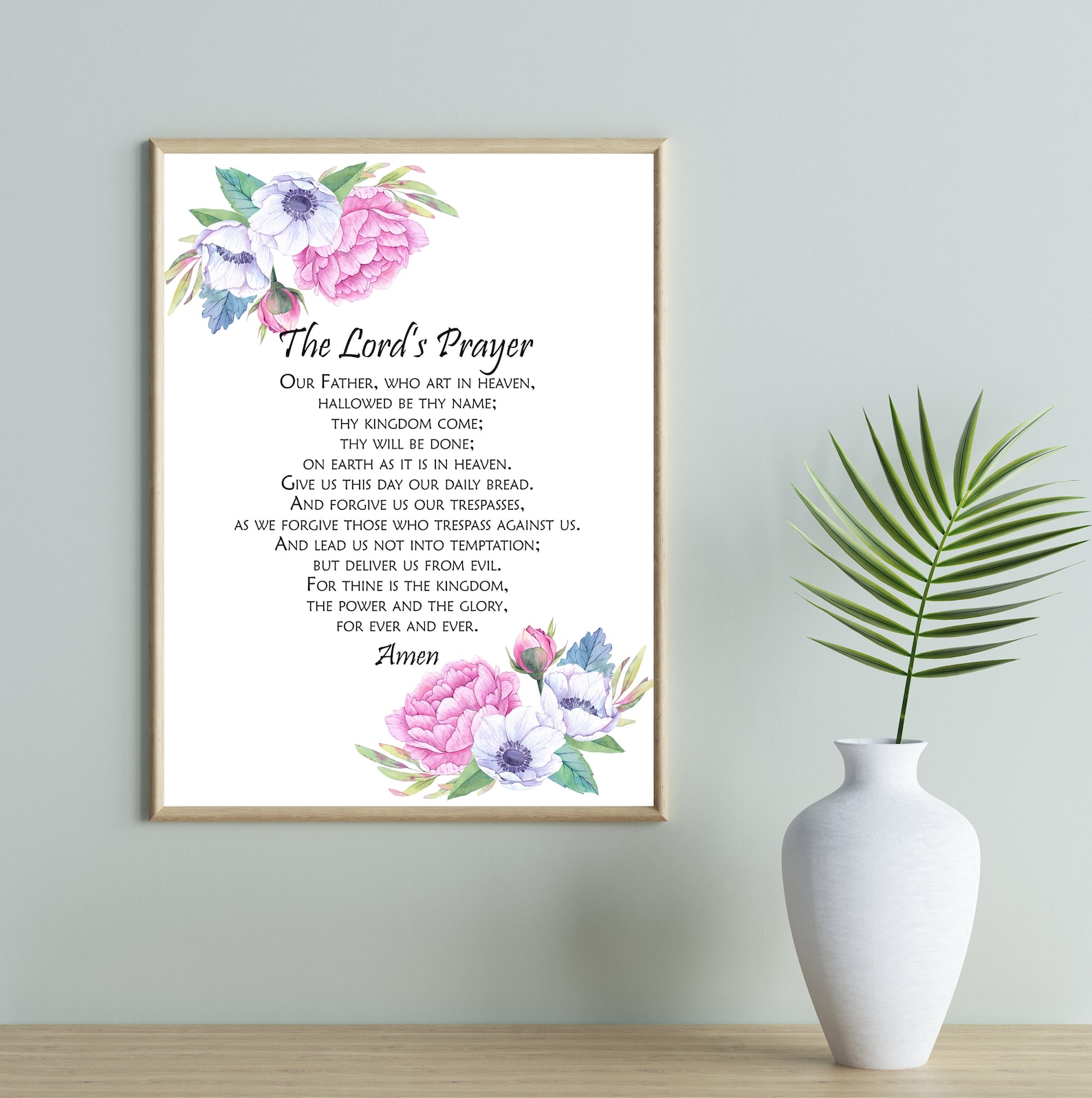 The Lord's Prayer Floral Digital Print INSTANT DOWNLOAD - Etsy