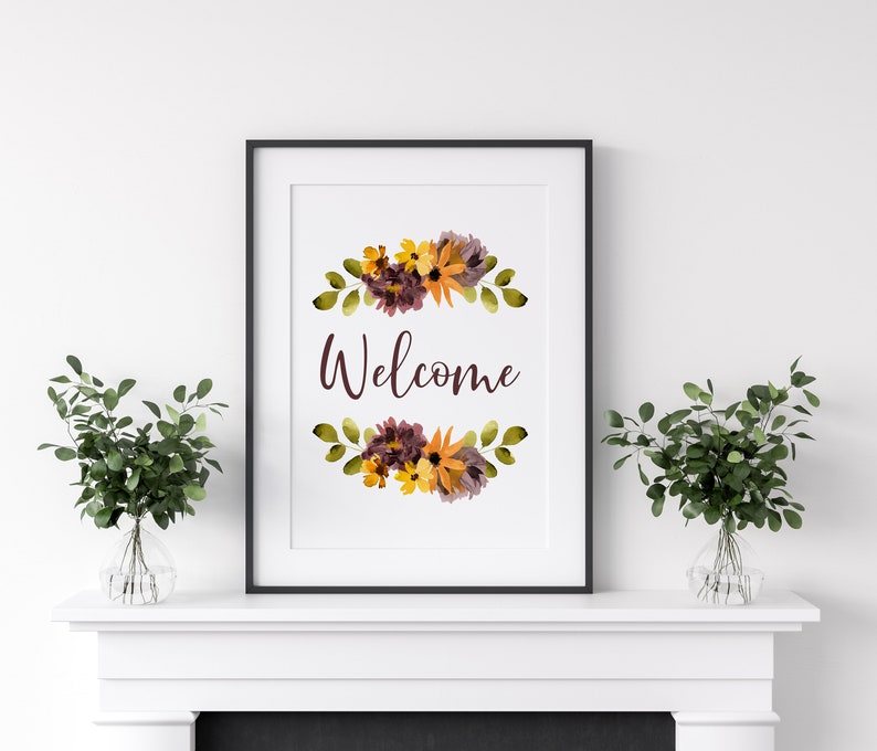 Fall Watercolor Welcome Digital Art Print, Instant Download - Etsy